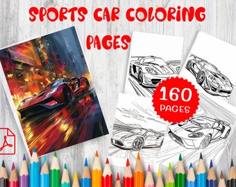 Sports Car Coloring Pages - Etsy