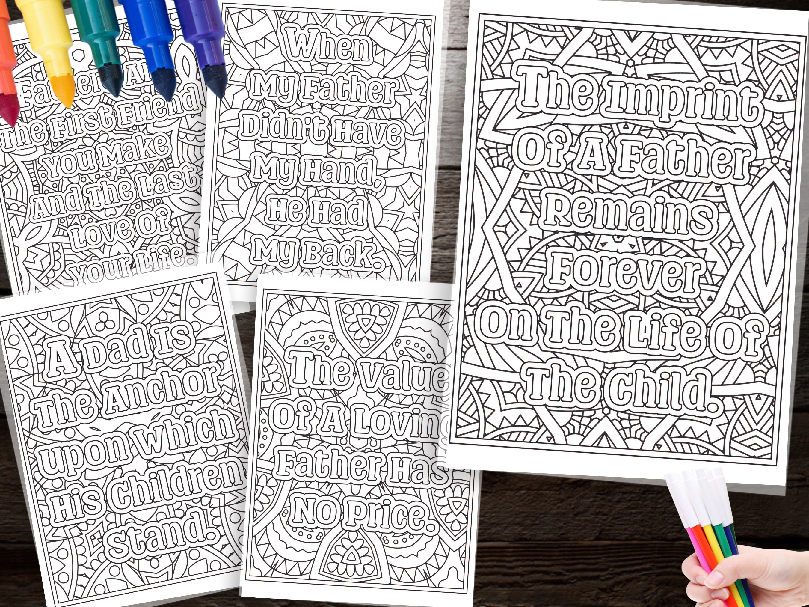 Father Quotes Coloring Pages, Relaxing Adult Coloring Book for Dads ...