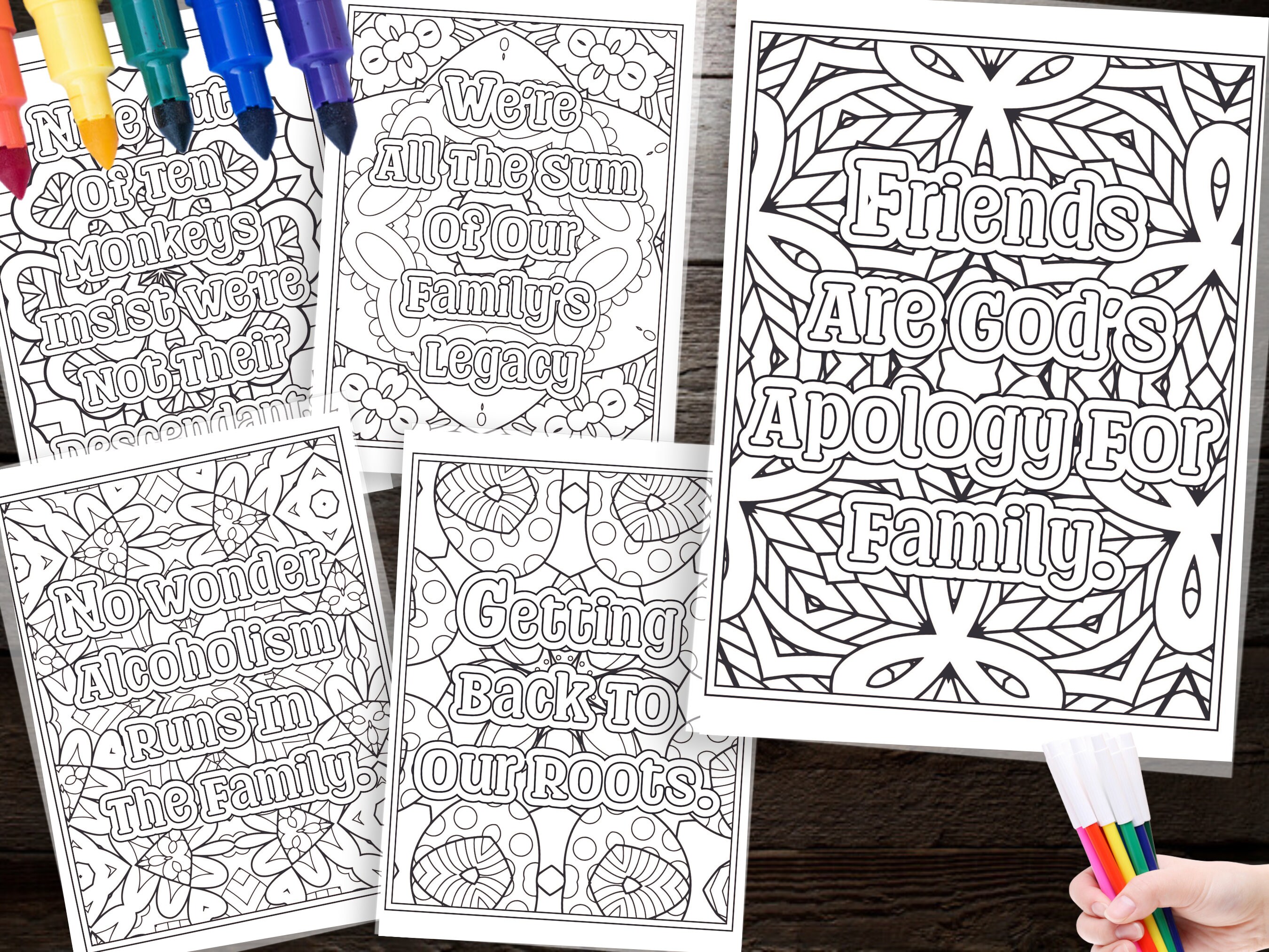 Family Quotes Coloring Pages Printable Digital Download Inspirational ...