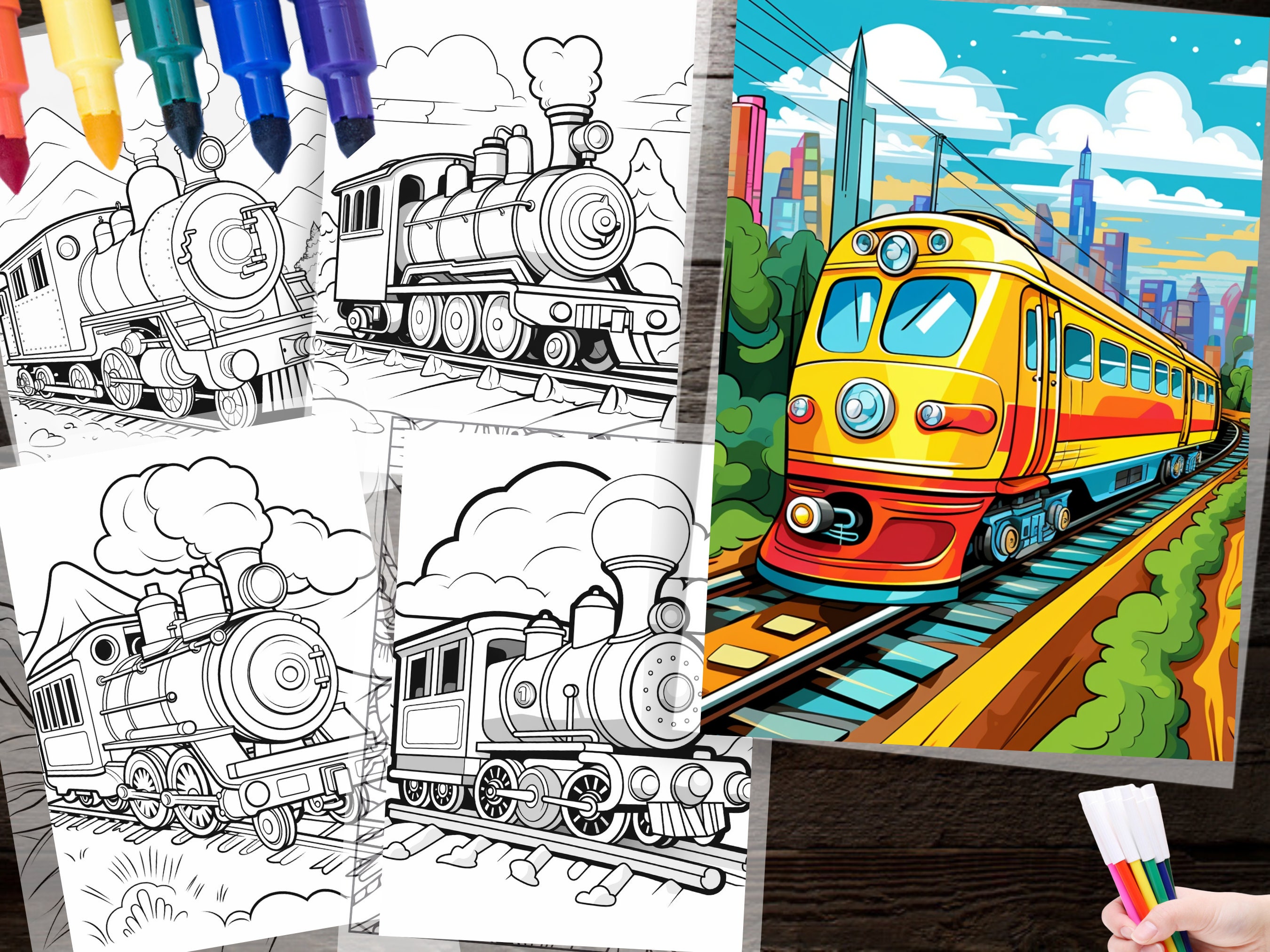 90 Train Coloring Pages for All Ages, Printable Railway Designs, Fun ...