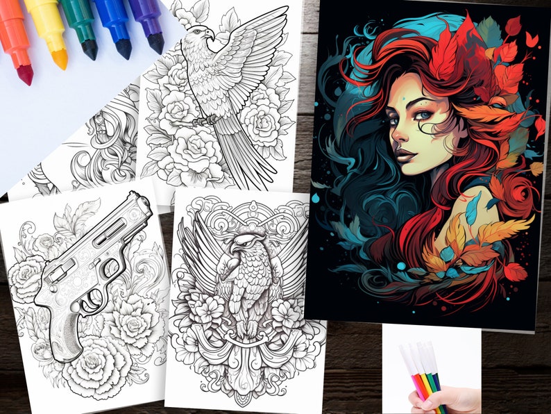 206 Printable Tattoos Coloring Pages for Kids and Adults - Etsy