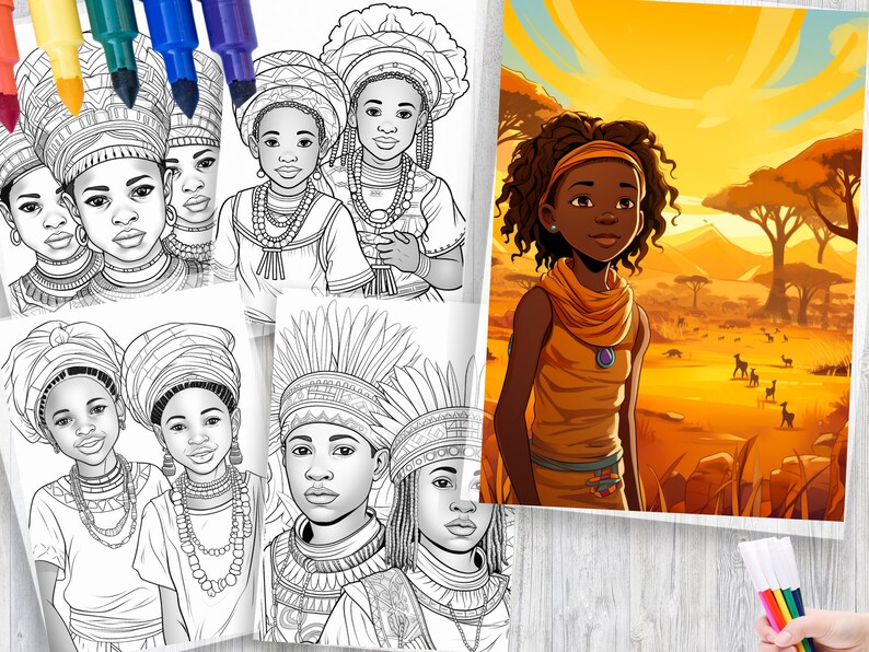 African Kids Coloring Pages – Cultural Diversity Illustrations (PDF ...