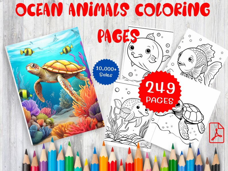 249 Ocean Animals Coloring Pages for Kids Sea Animals Under the Sea ...