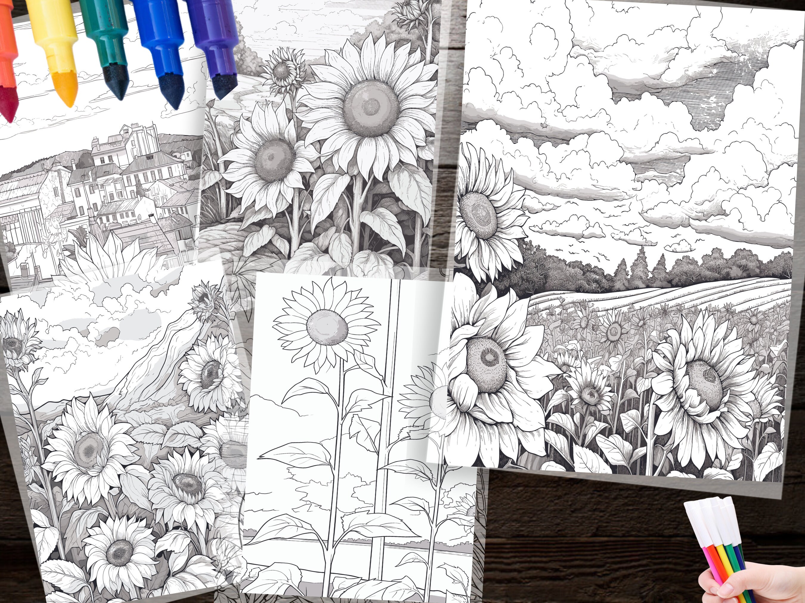 100 Sunflower Coloring Pages Floral Designs for Relaxation and ...