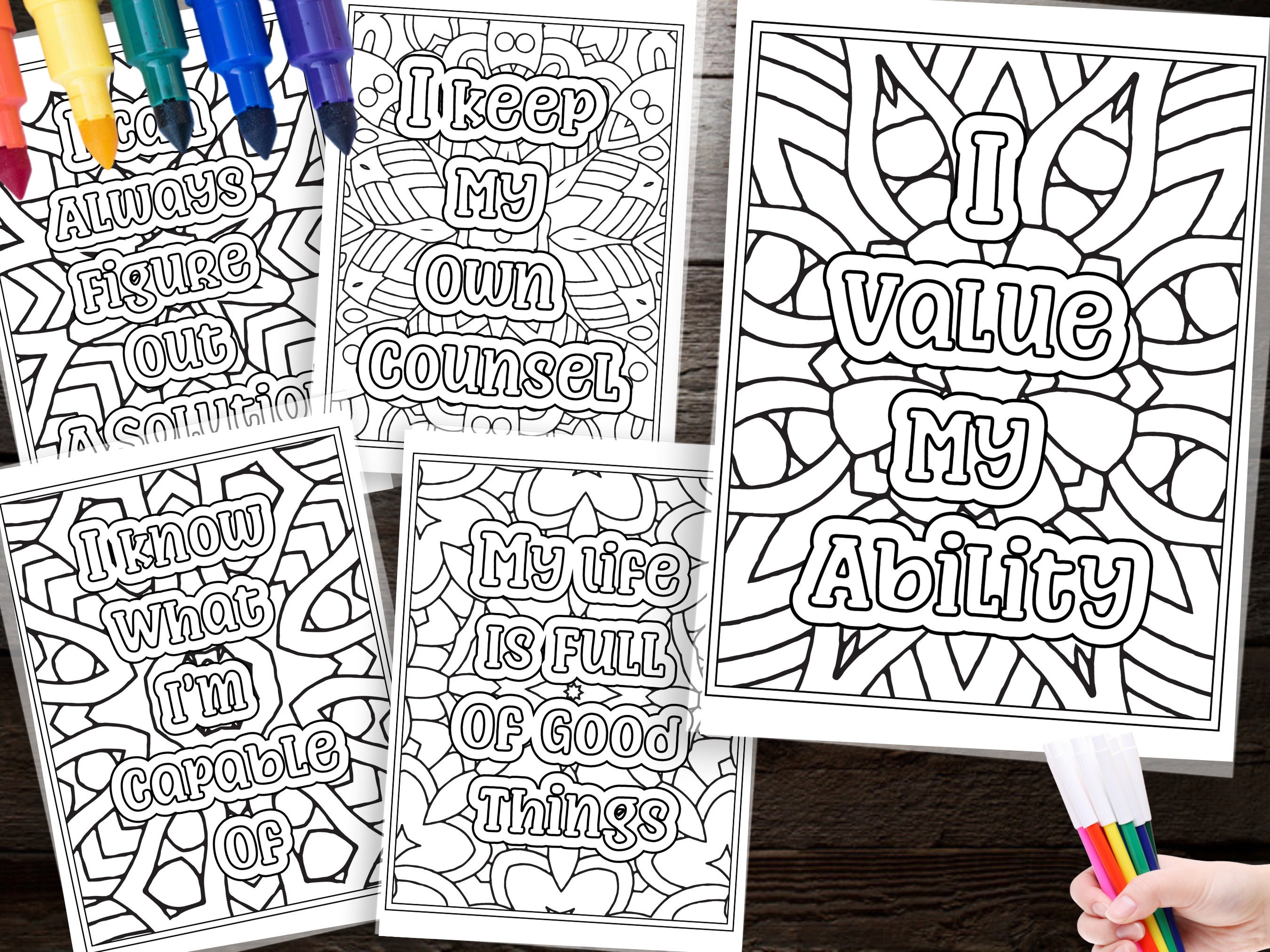 Positive Affirmation Coloring Pages for Mindful Relaxation ...