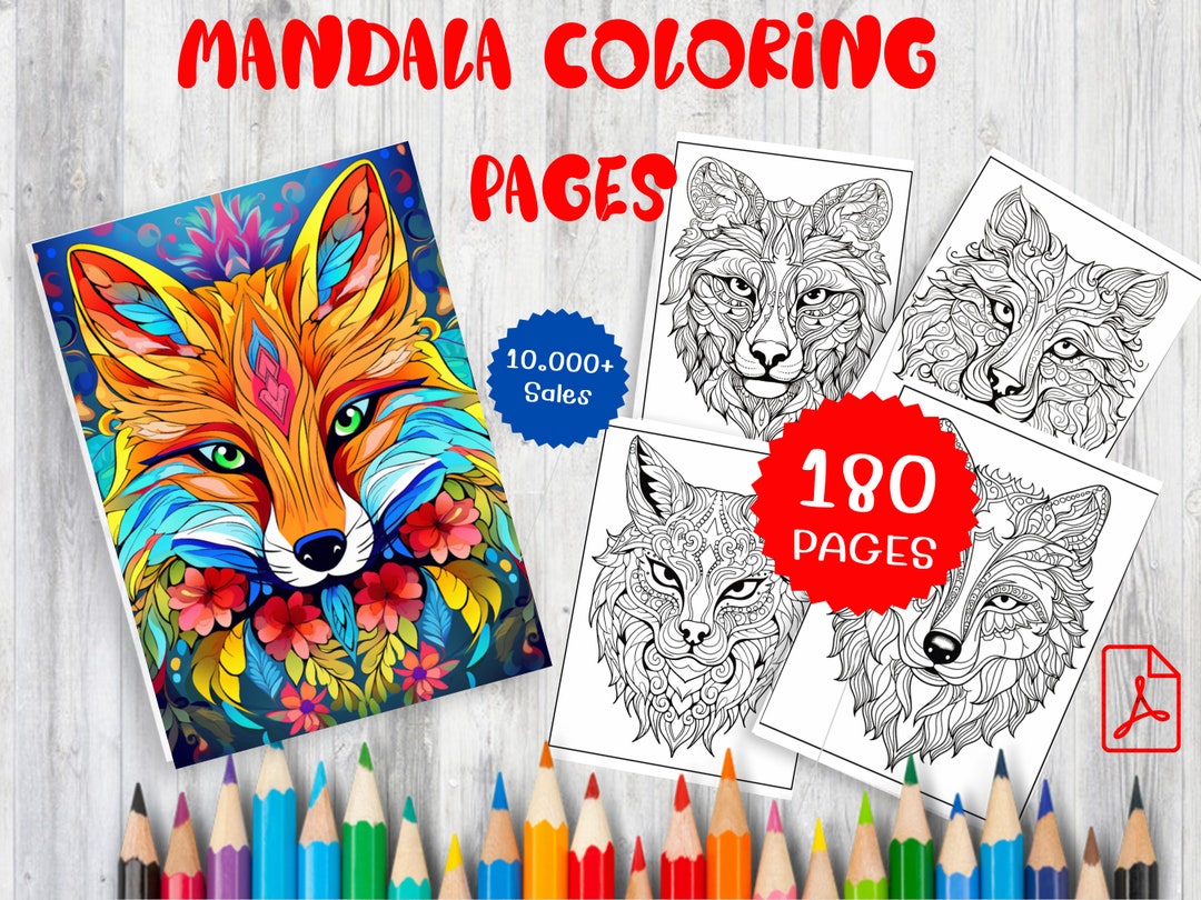 180 Mandala Animals Coloring Pages – Relaxing DIY Crafts (digital ...