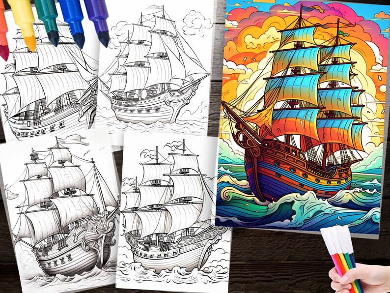 220 Pirate Ship Coloring Pages Fun and Detailed Designs for All Ages ...