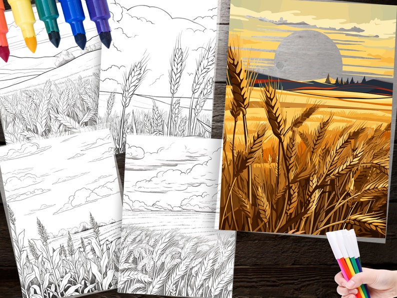 Wheat Field Coloring Pages - 110 Khet Botanical Illustrations (PDF ...