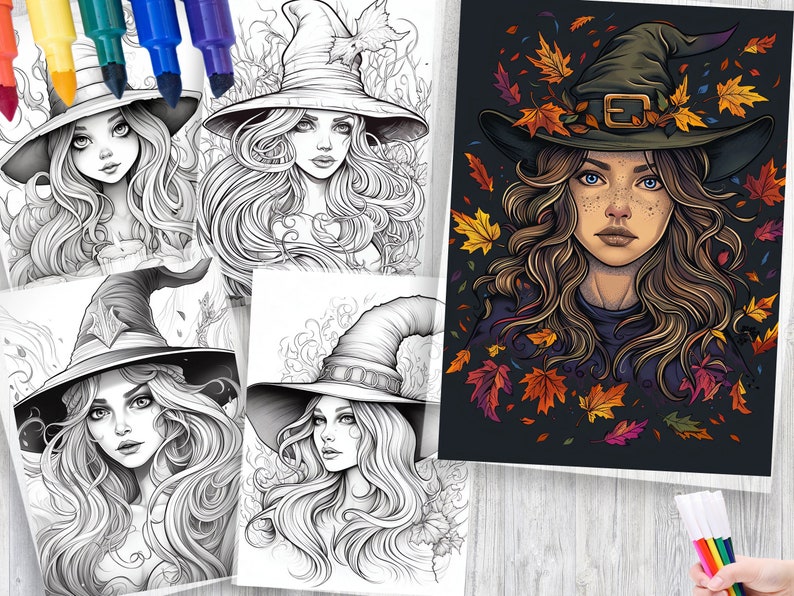 140 Beautiful Witches Coloring Pages for Magic and Relaxation Printable ...