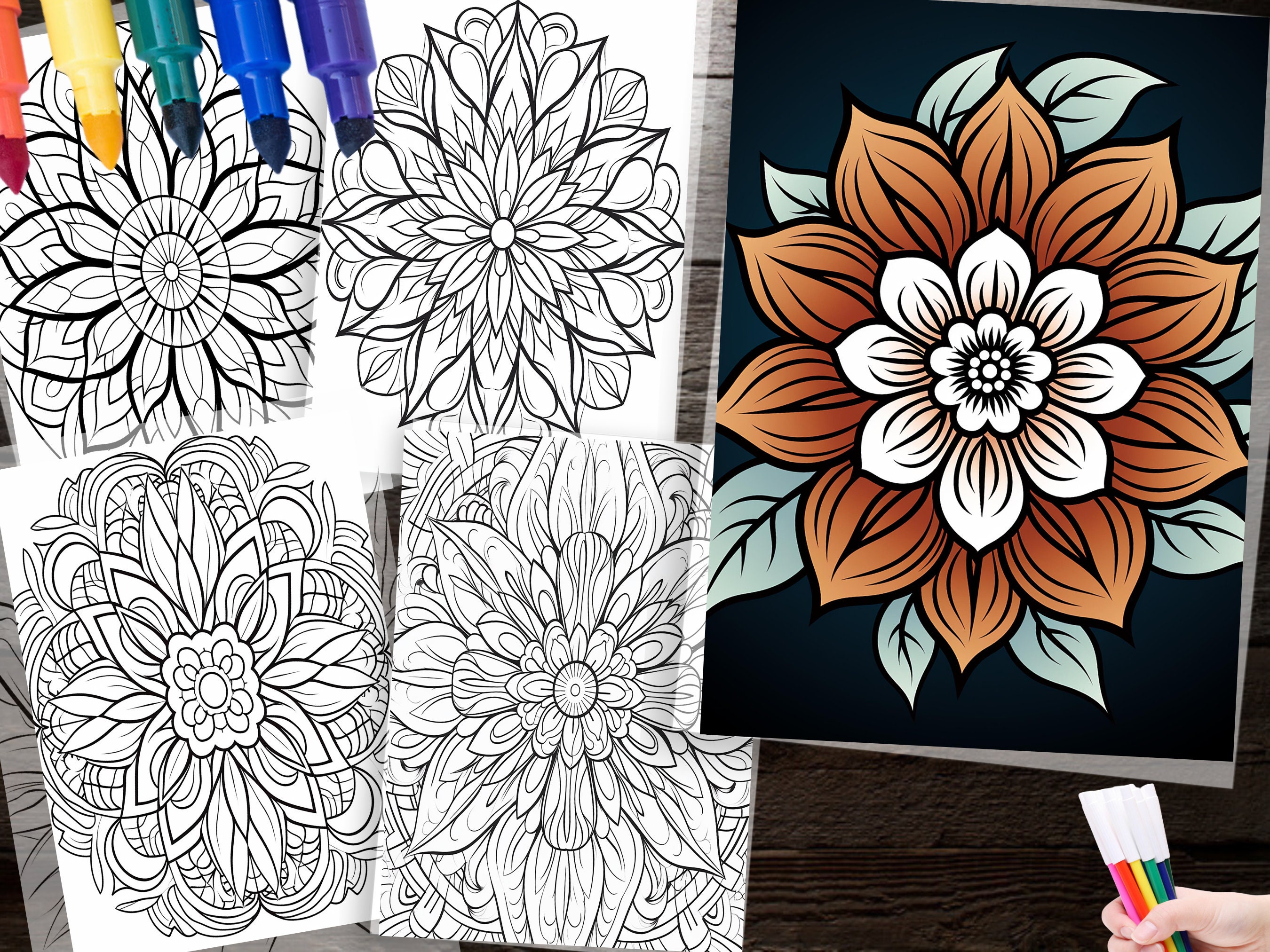 100 Floral Mandala Coloring Page Intricate Design for Relaxation ...