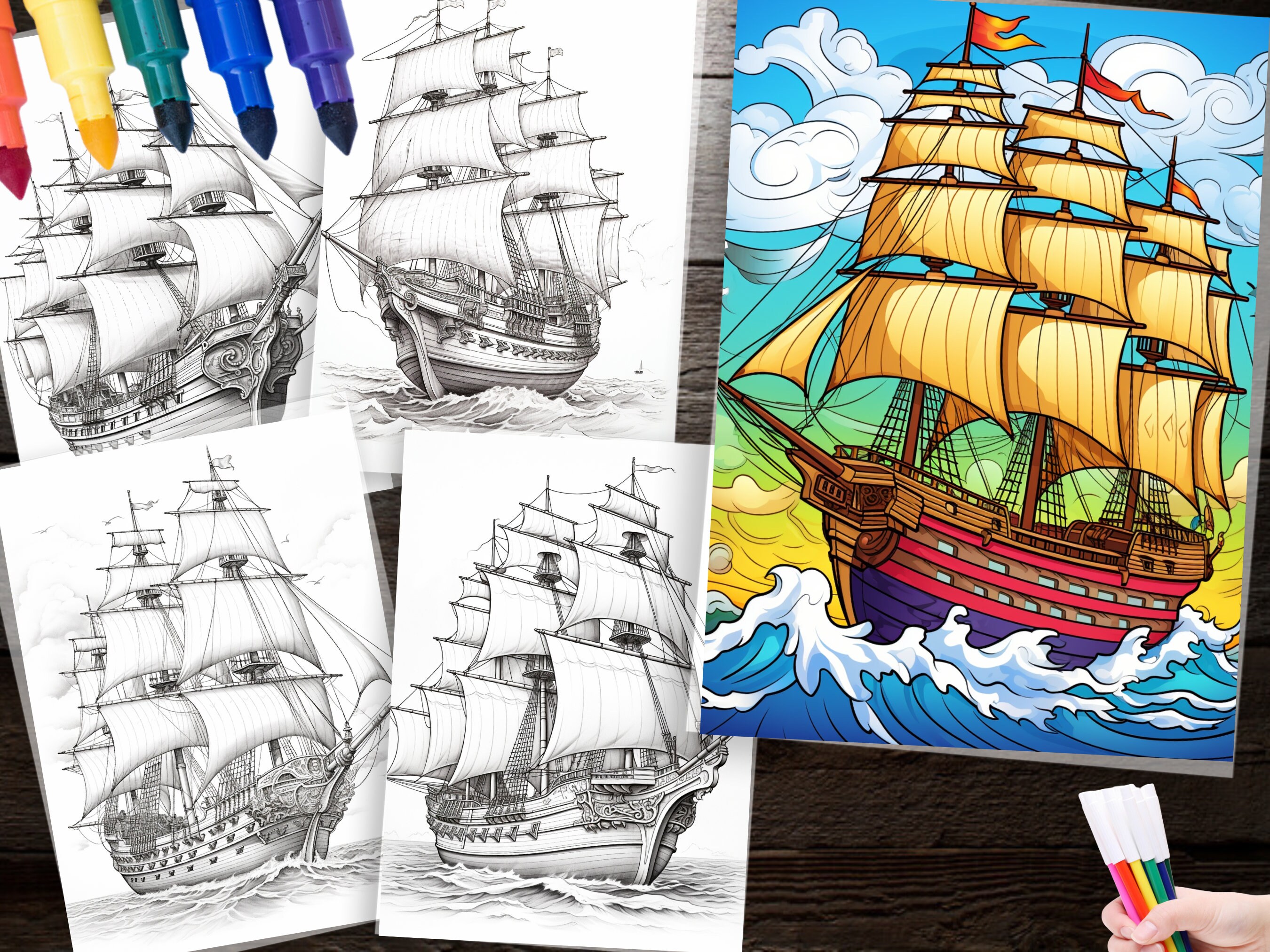 220 Pirate Ship Coloring Pages Fun and Detailed Designs for All Ages ...