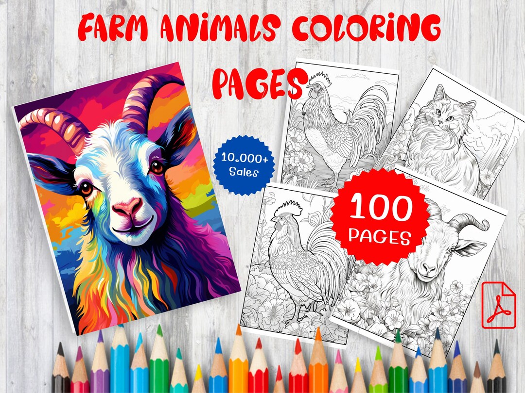 100 Farm Animal Coloring Pages for Relaxation and Fun - Printable and ...