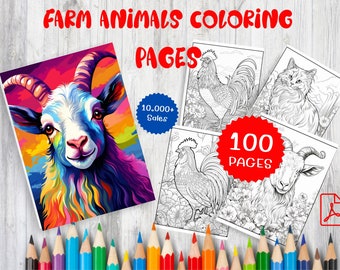 8 Kids Farm Animal Coloring Pages Digital Download - Etsy