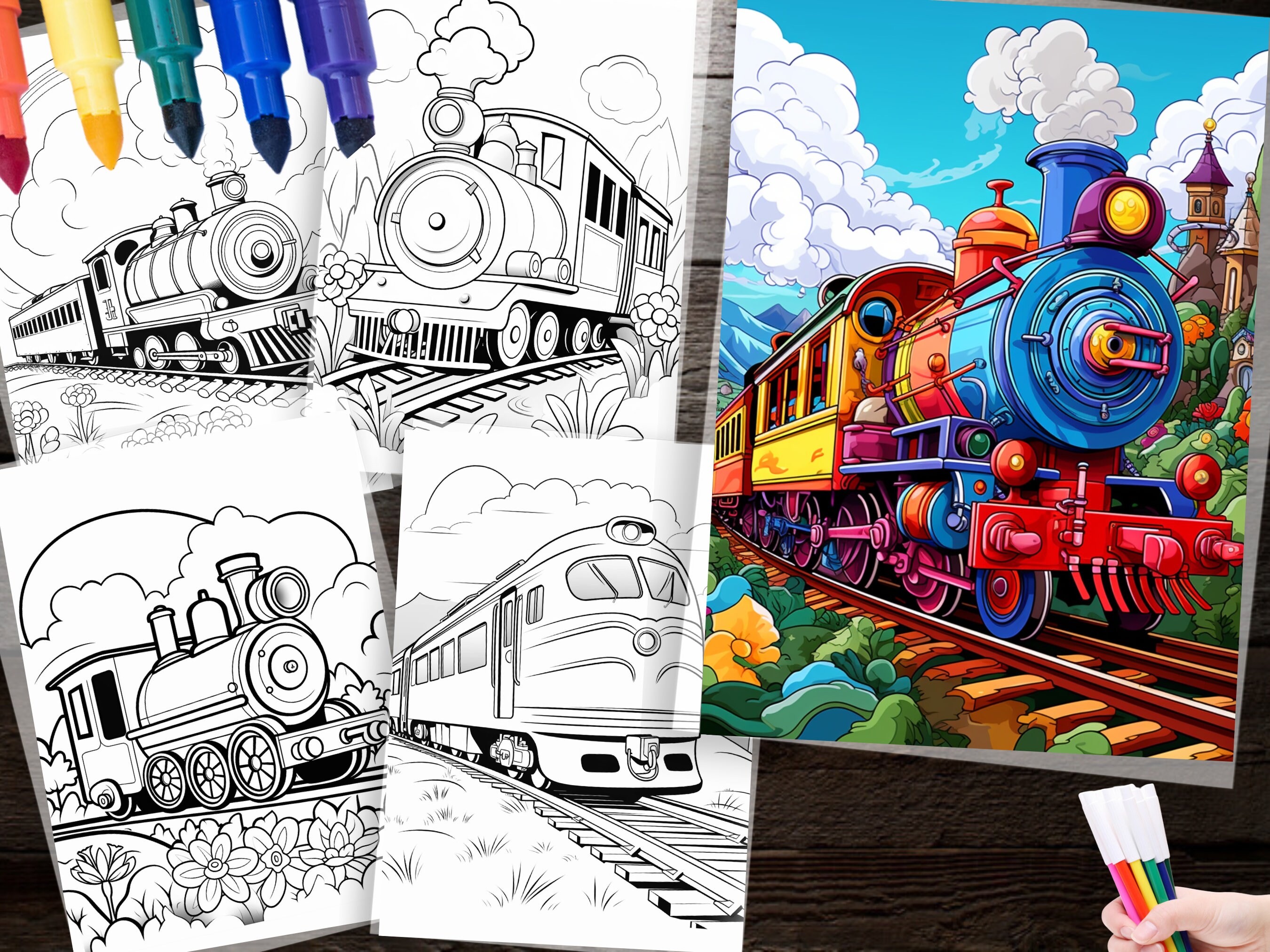 90 Train Coloring Pages for All Ages, Printable Railway Designs, Fun ...
