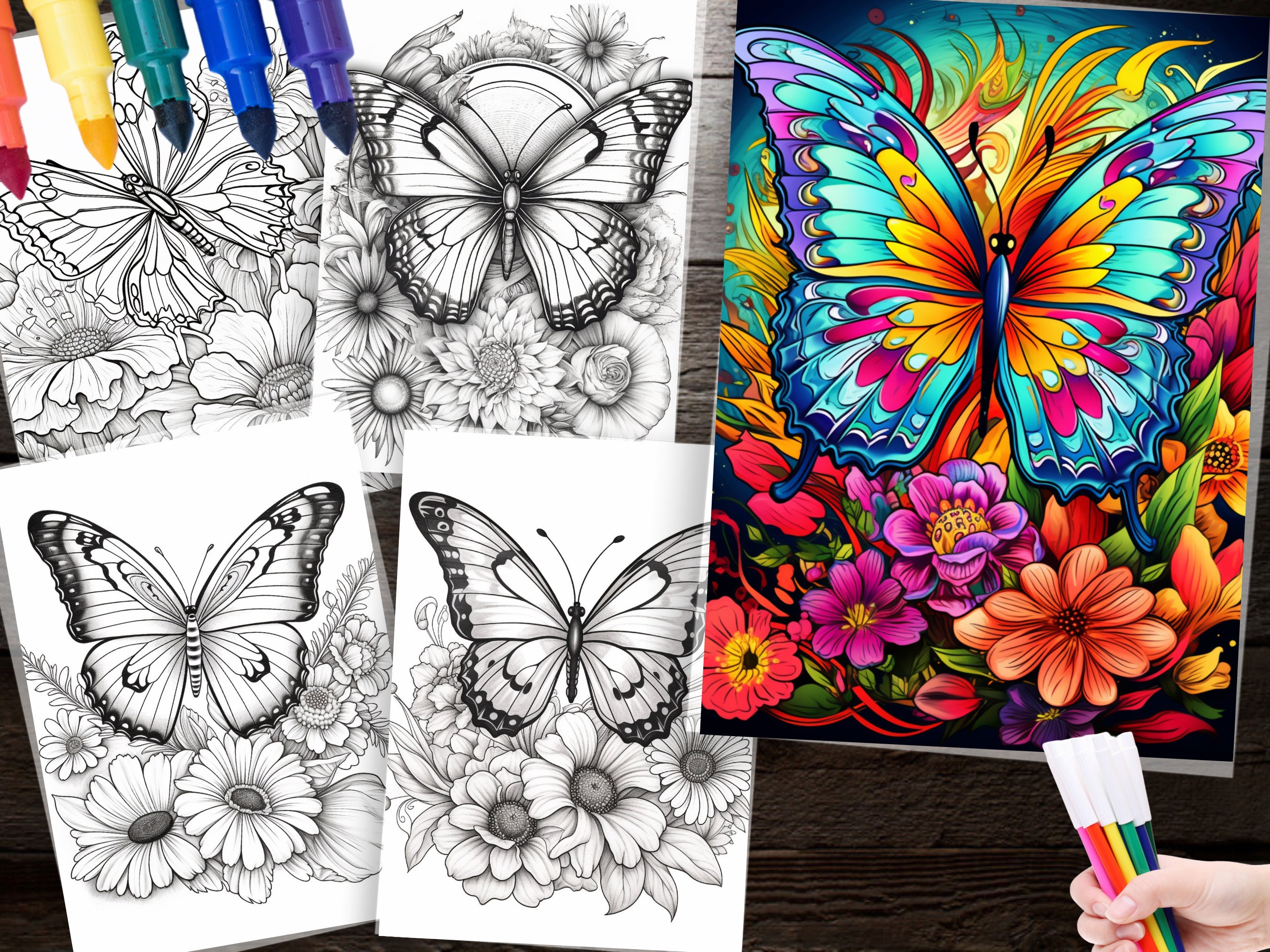 200 Butterfly Coloring Pages for Relaxation and Creativity Instant ...