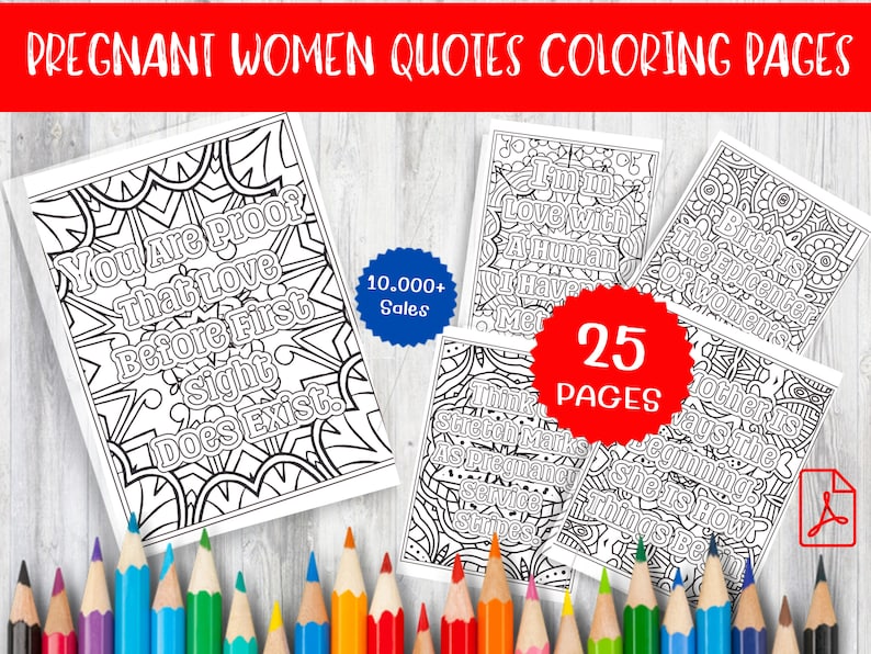 Pregnant Women Quotes Coloring Pages Relaxing Pregnancy Art for ...