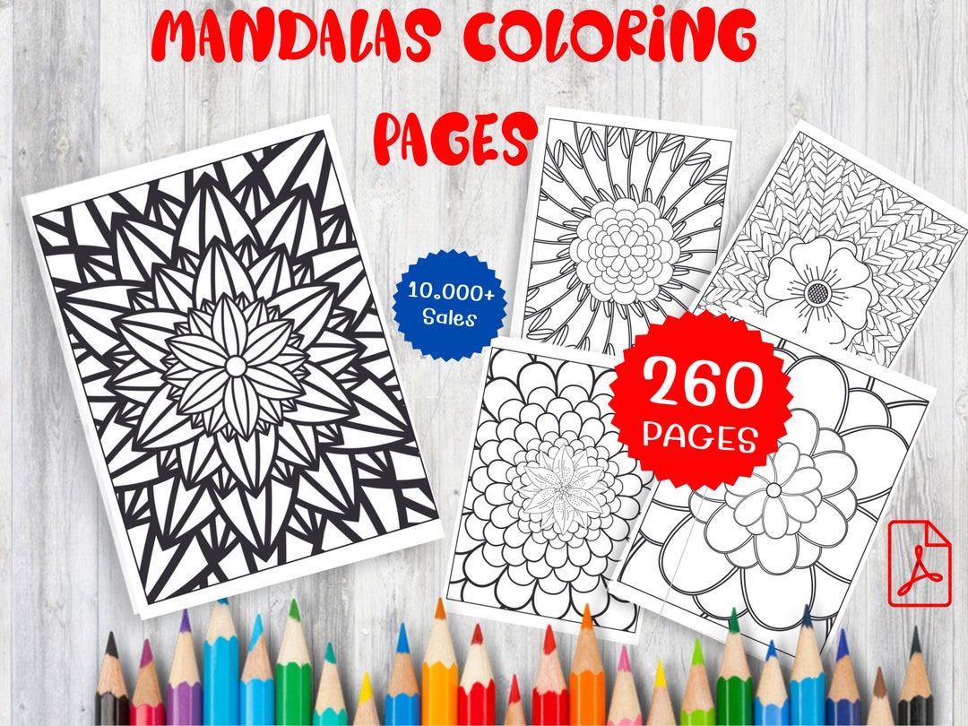 260 Mandala Coloring Pages Bundle for Adults + Kids - Amazing Patterns ...