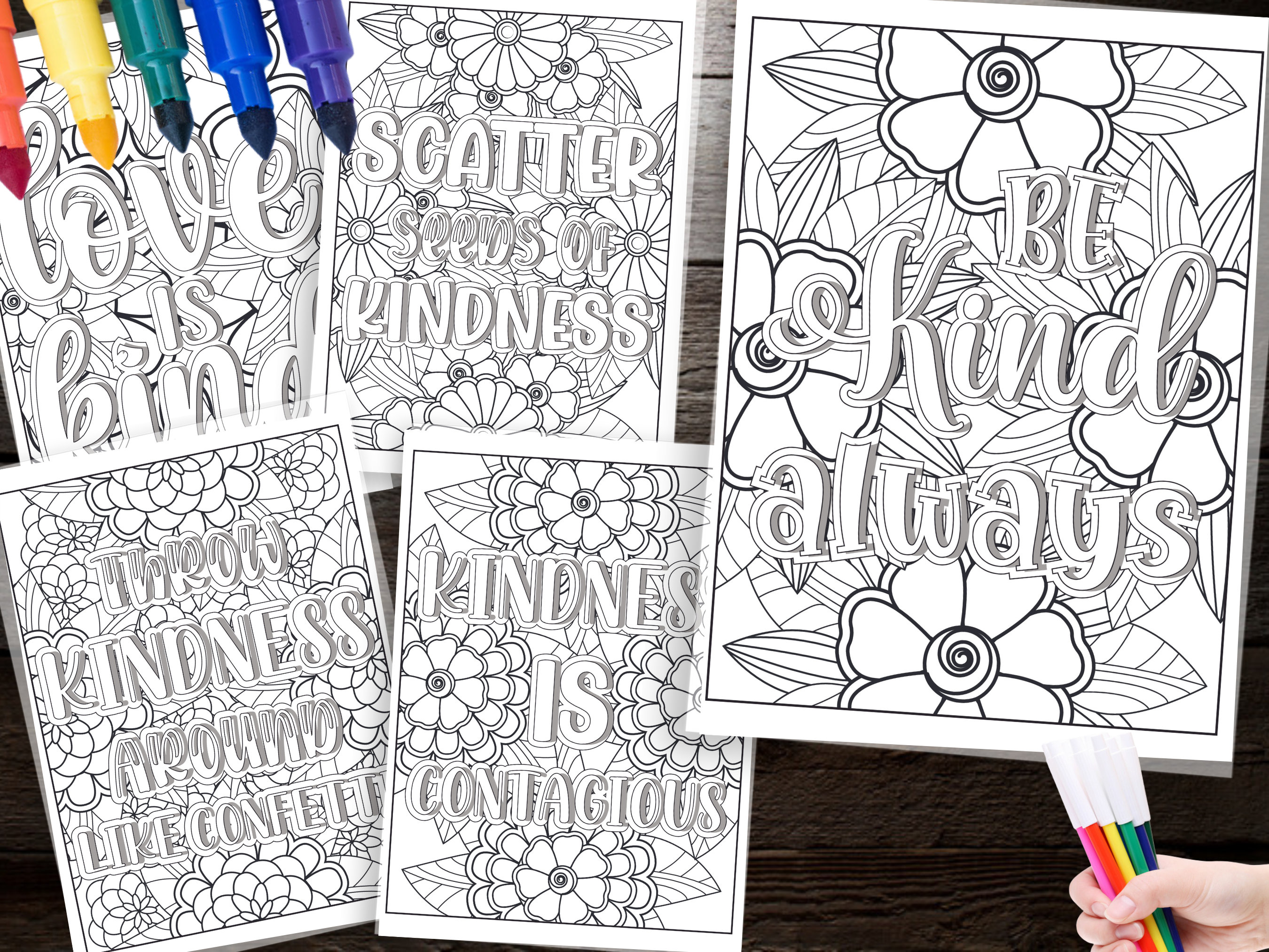 100 Beautiful Kindness Quotes Coloring Pages for Relaxation ...