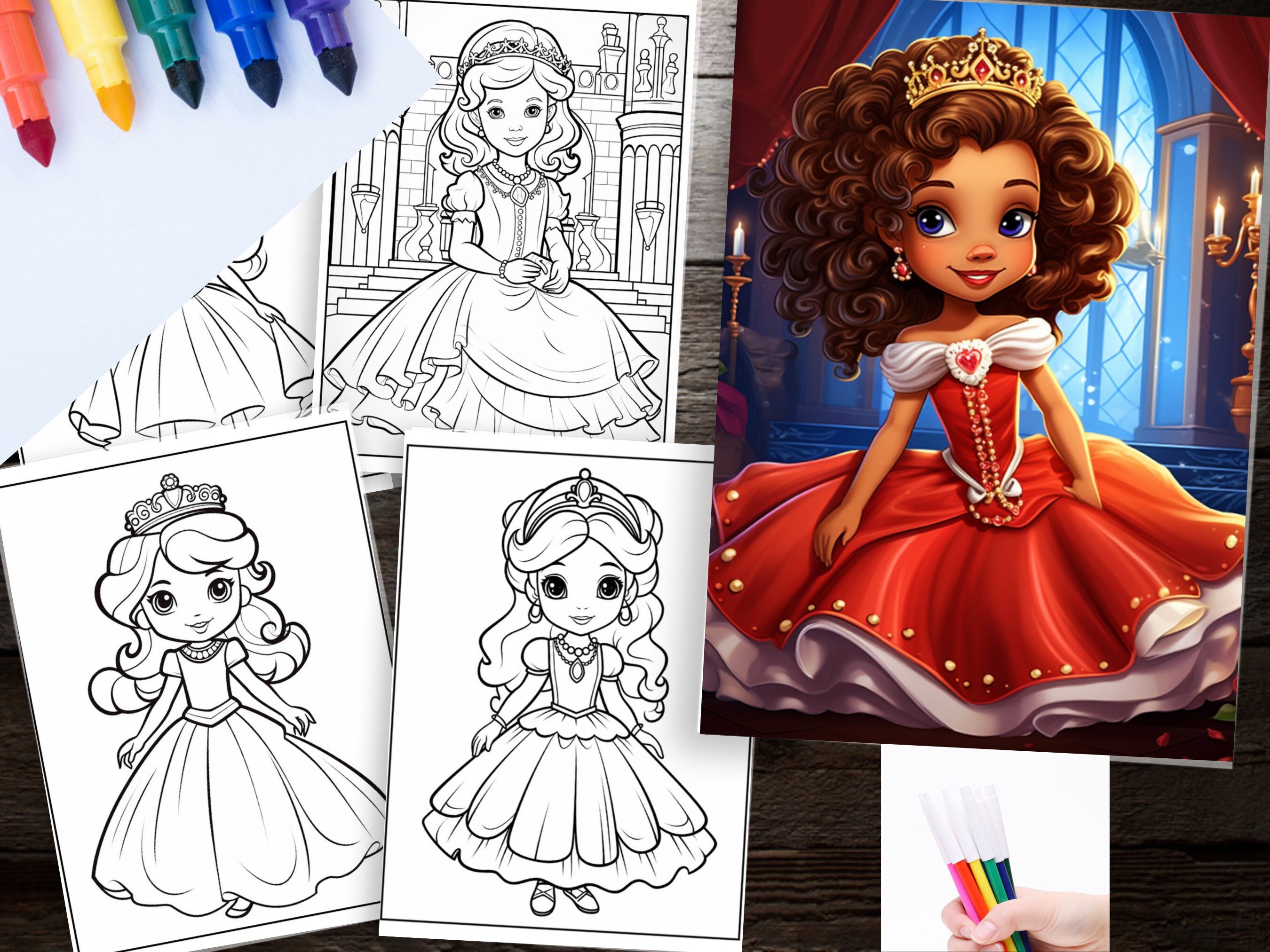 110 Cute Princess Coloring Pages for Kids Princess Coloring Book Royal ...