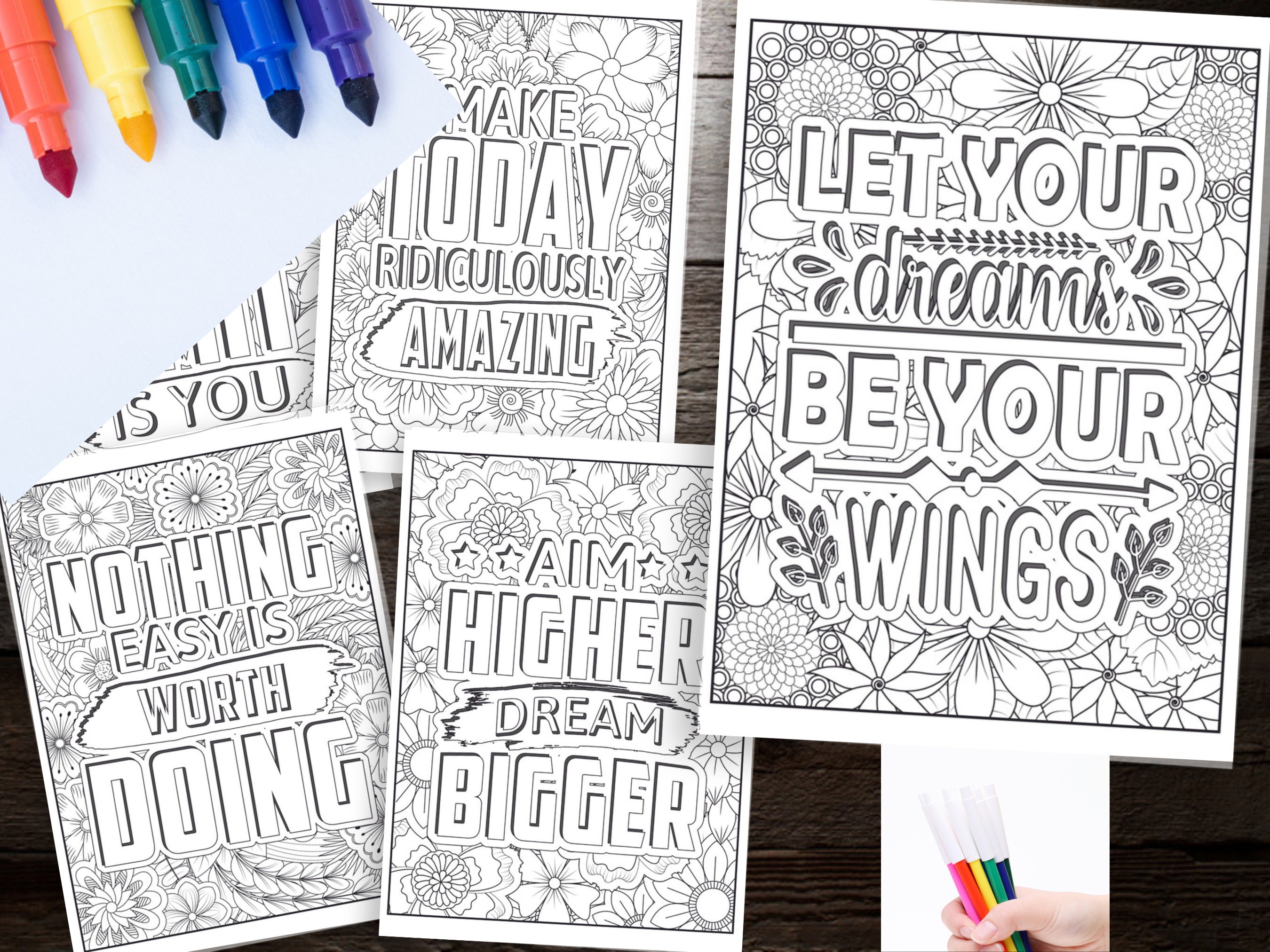 100+ Adult Motivational Quote Coloring Pages ; Inspirational Positive ...