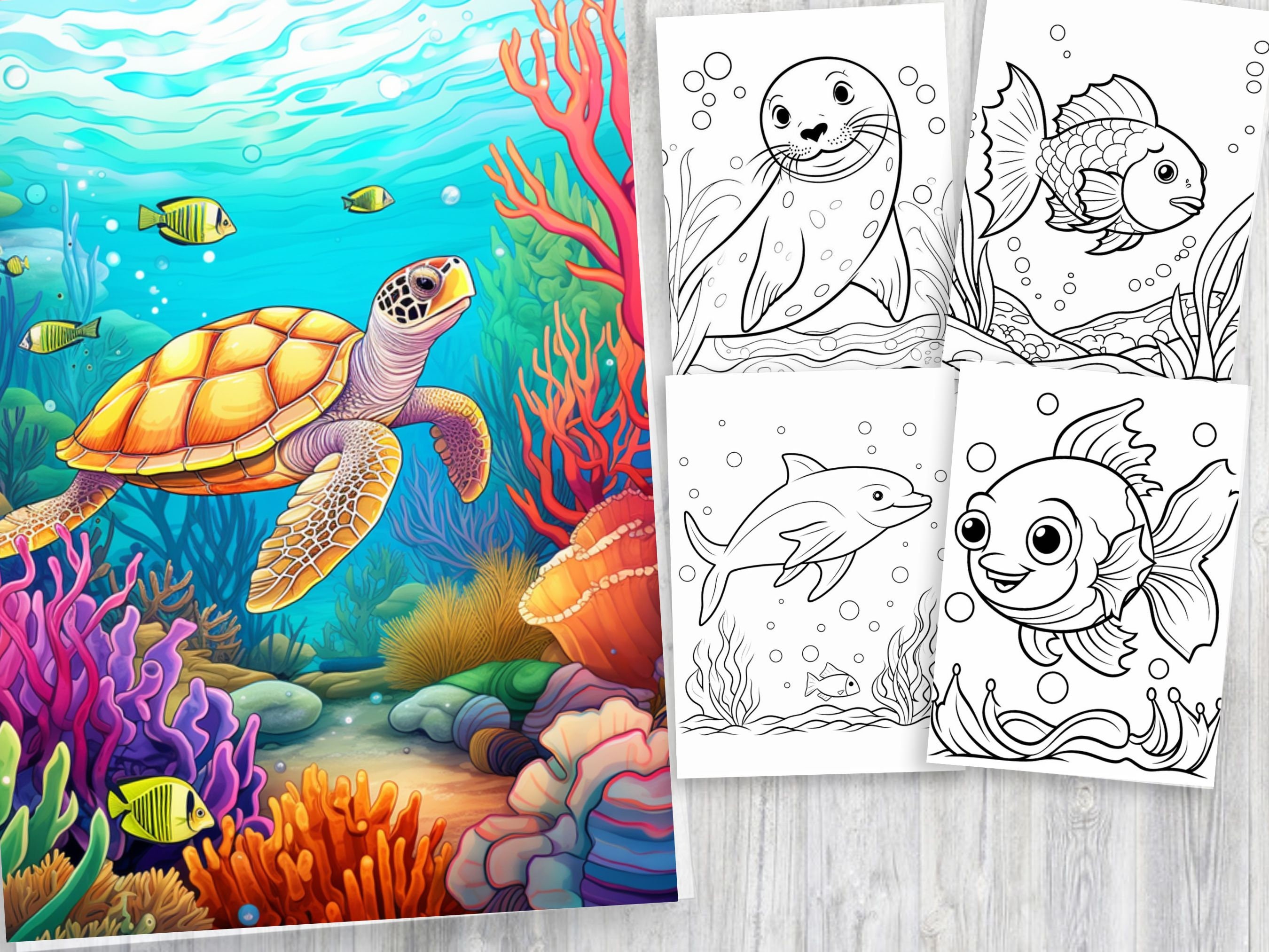 249 Ocean Animals Coloring Pages for Kids - Sea Animals - Under the Sea ...