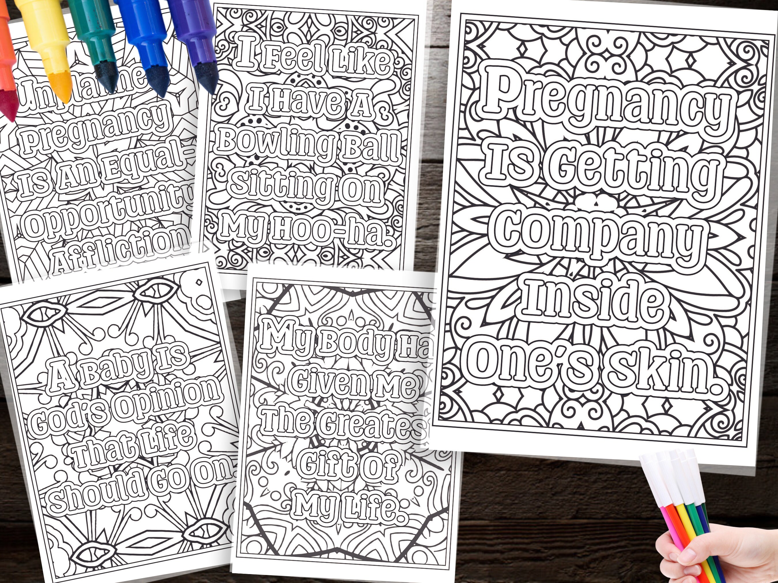 Pregnant Women Quotes Coloring Pages Relaxing Pregnancy Art for ...