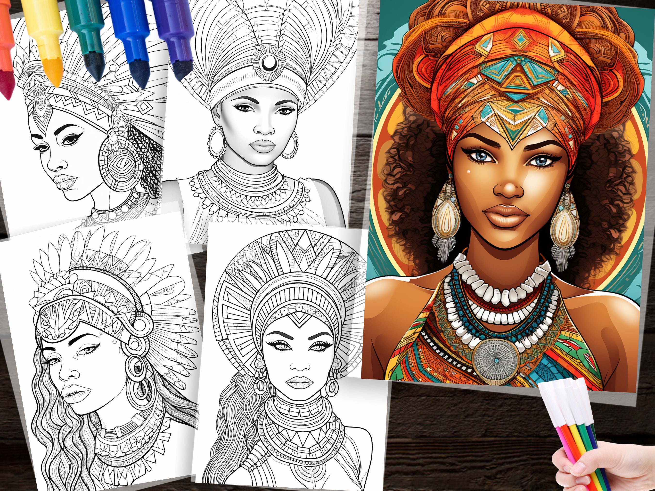 250 African Woman Coloring Pages Unique and Intricate Afro-centric ...