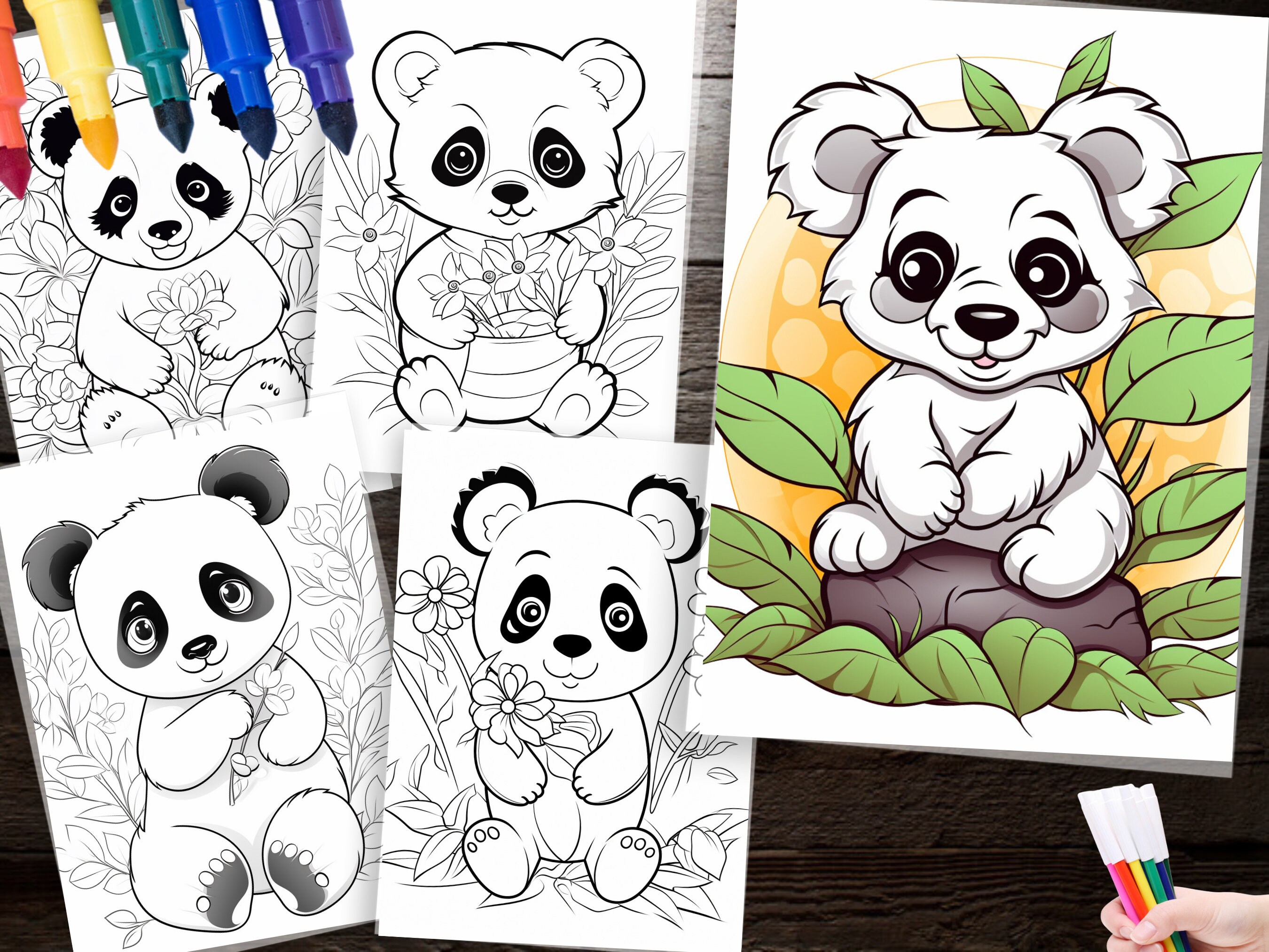 100 Panda Coloring Page for Kids and Adults Printable Animal Art for ...