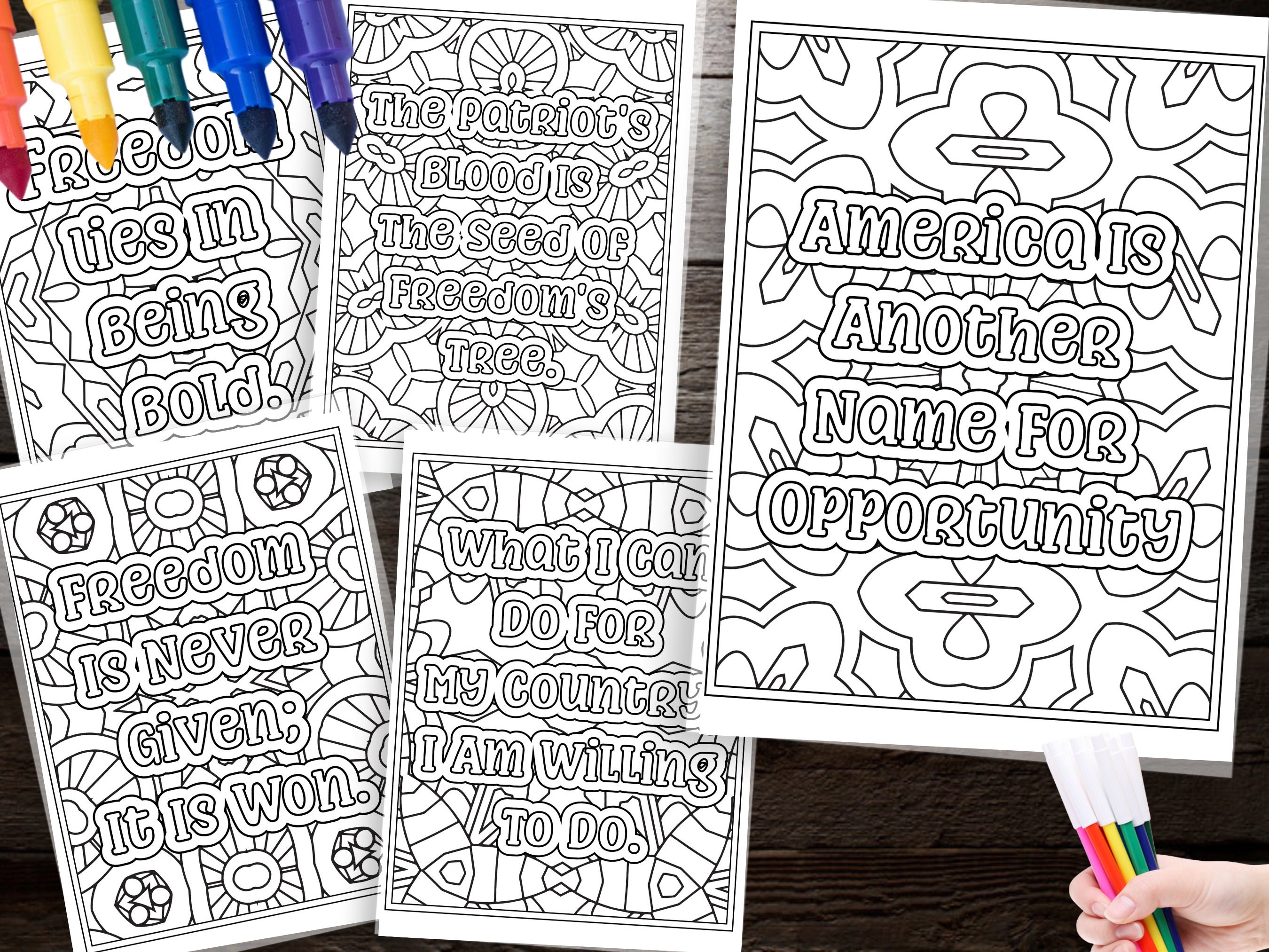 Patriotic Quotes Coloring Pages for Creative Relaxation, Inspirational ...