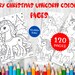 120 Merry Christmas Unicorn Coloring Pages, Winter Activity (digital ...