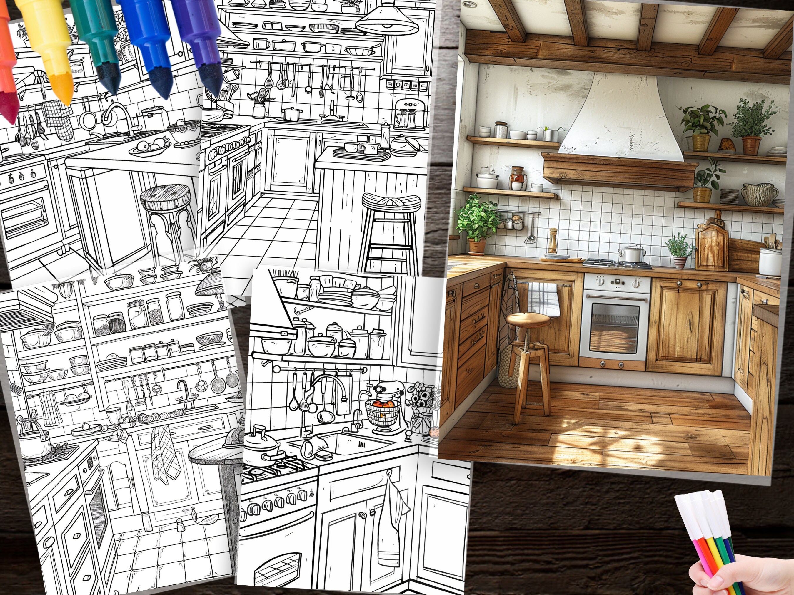200 Cottagecore Kitchen Coloring Pages - Hand-drawn Printable Designs ...