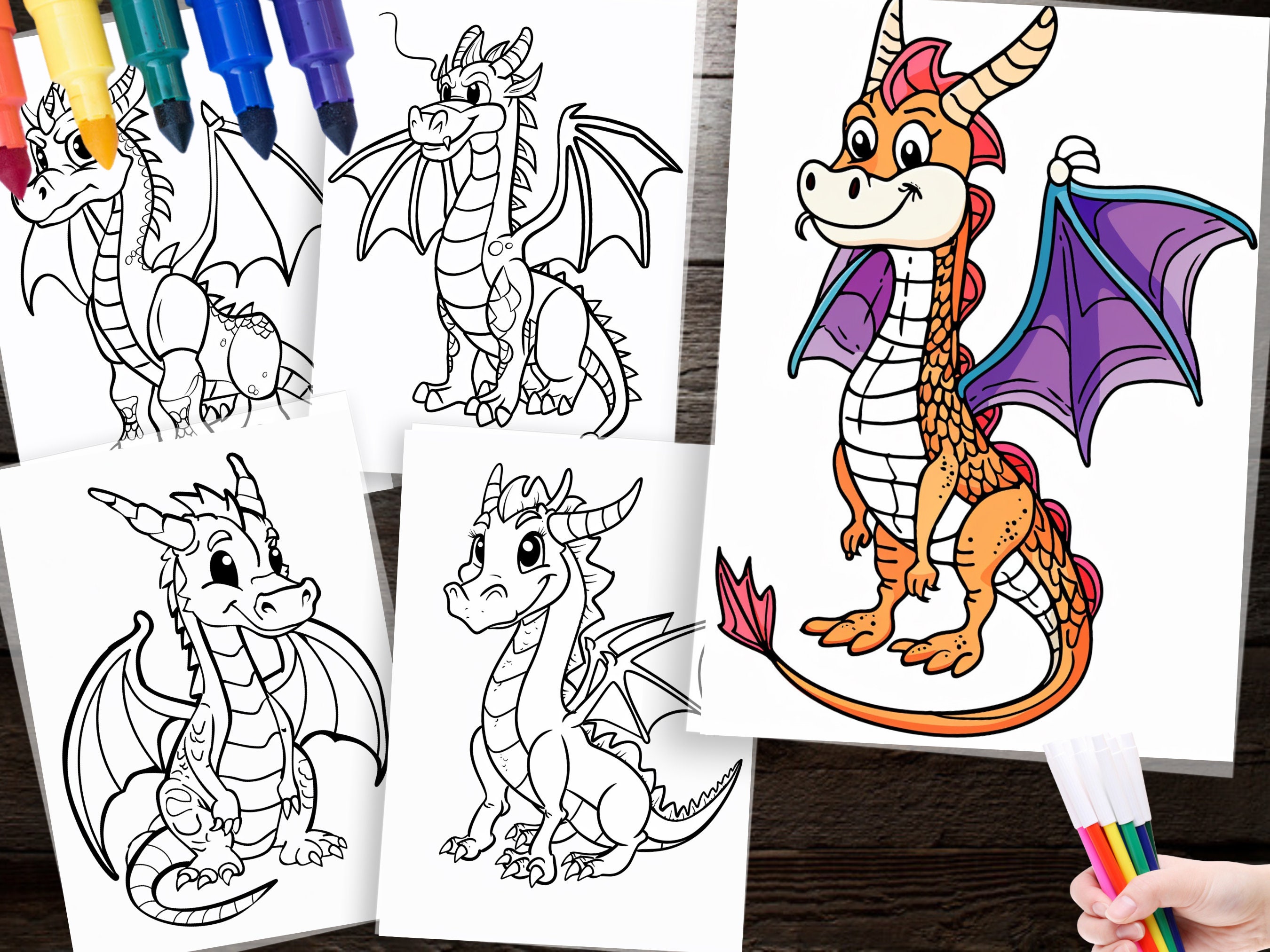 100 Dragon Coloring Pages for Kids, Printable Fantasy Designs for ...