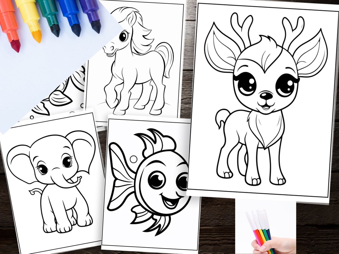 218 Cute Animal Coloring Pages for Kids , Printable Coloring, Instant ...