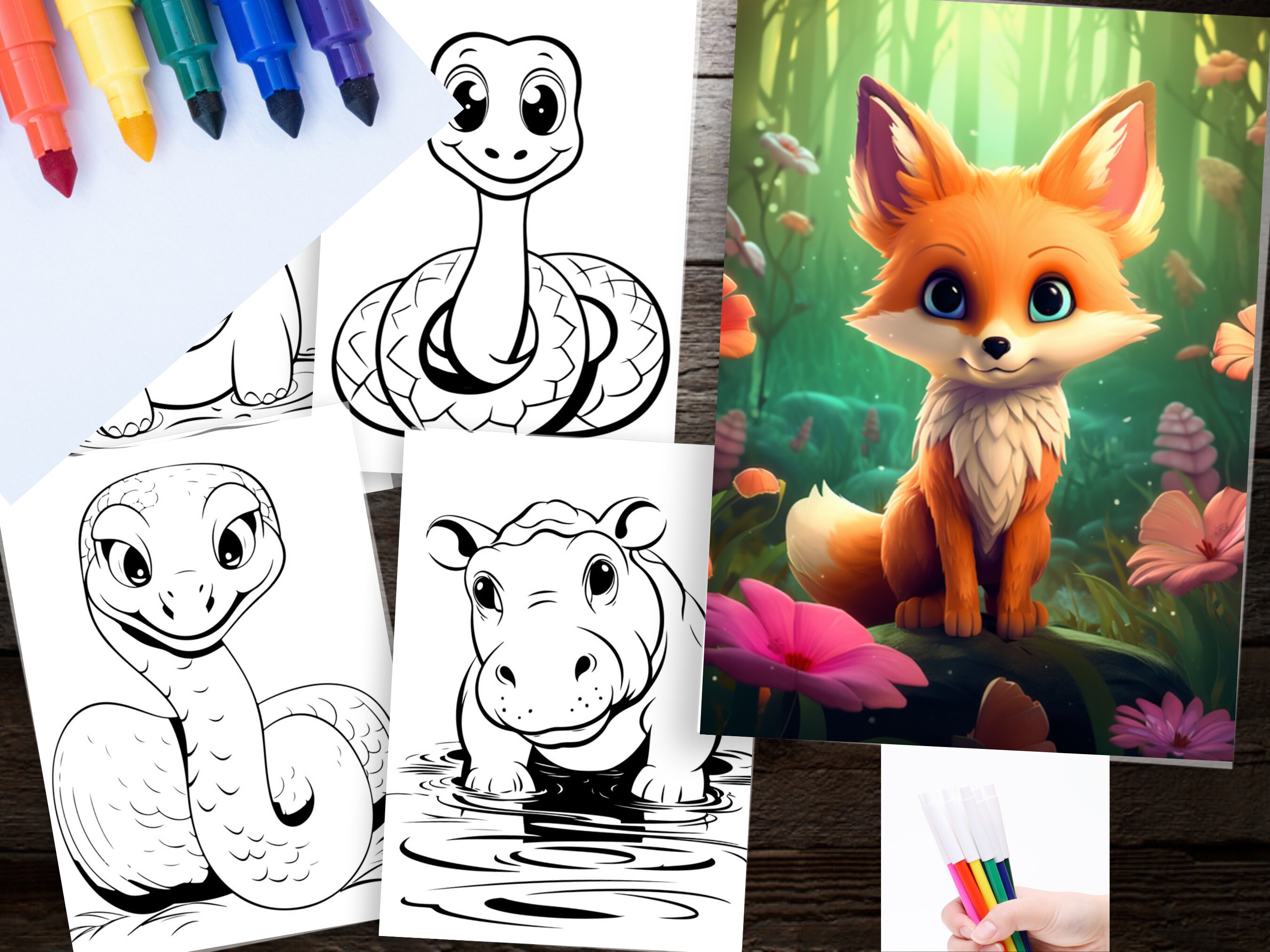 220 Wild Animals Coloring Pages for Kids Digital Download, PDF ...
