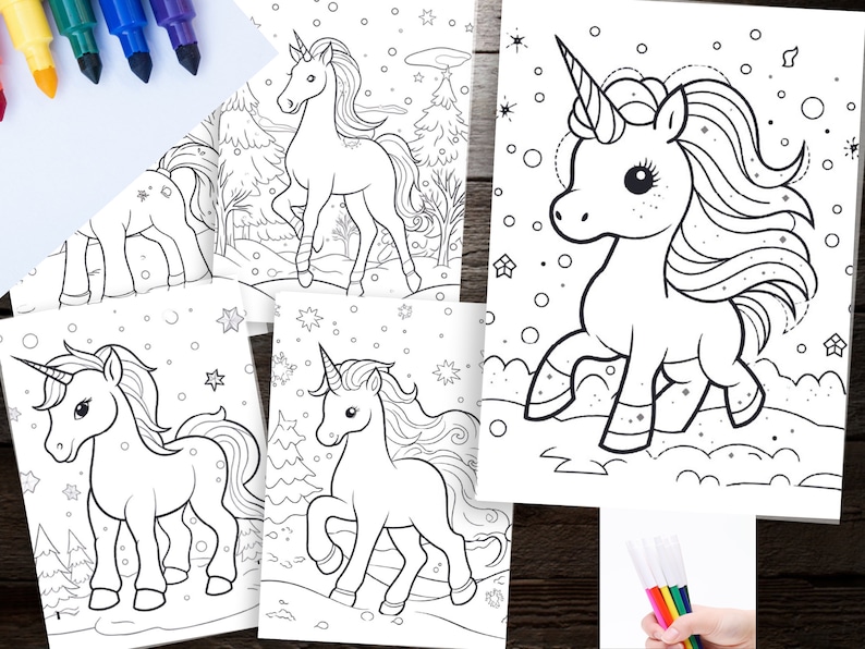120 Merry Christmas Unicorn Coloring Pages for Kids, Winter Coloring ...