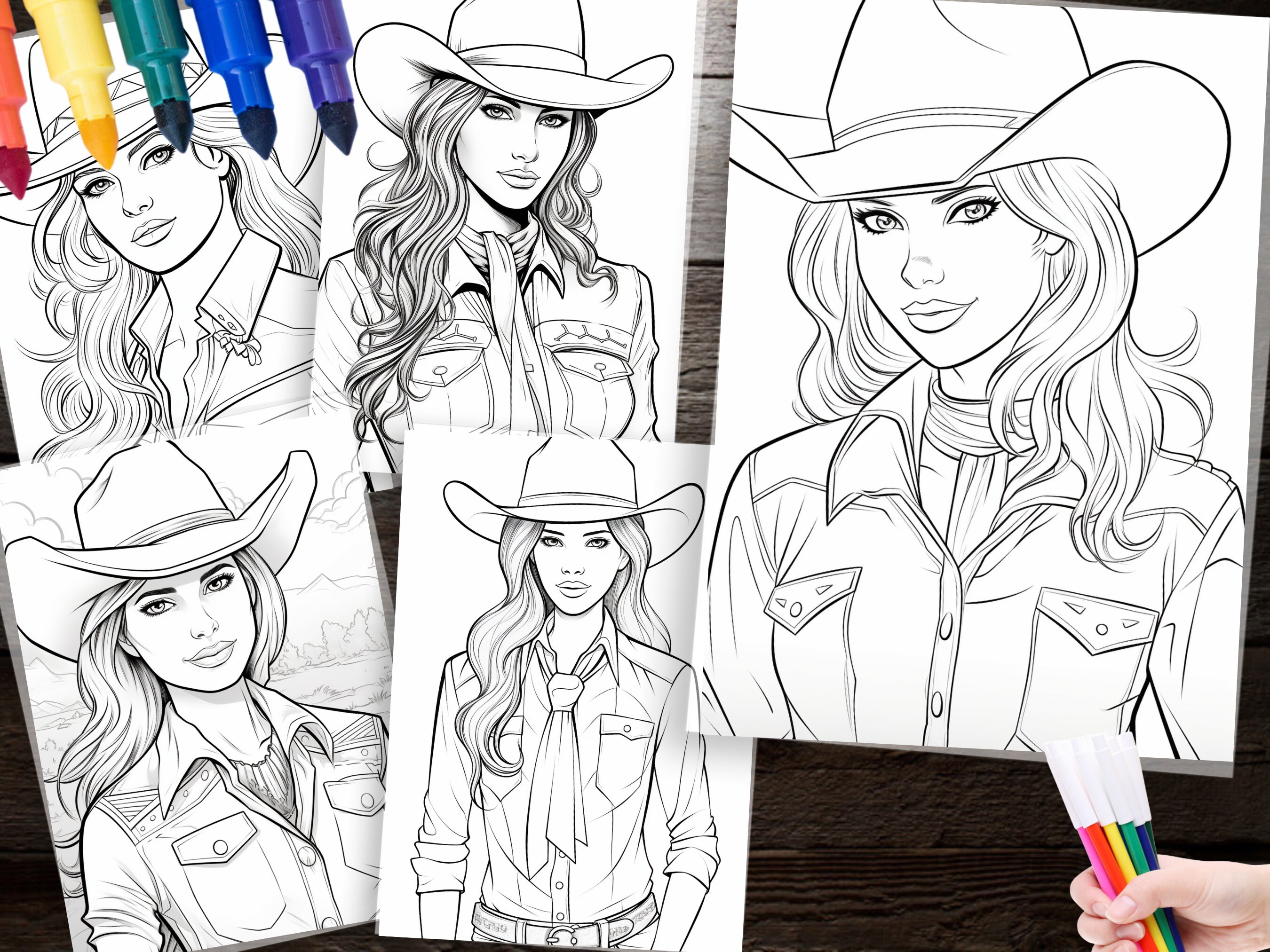 100 Cowgirl Coloring Pages Western Themed Classic Western Coloring ...