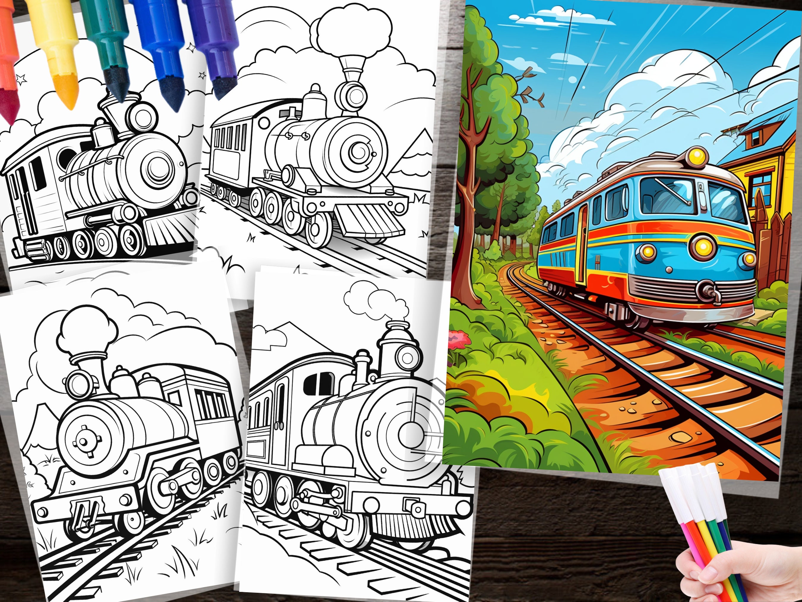 90 Train Coloring Pages for All Ages, Printable Railway Designs, Fun ...