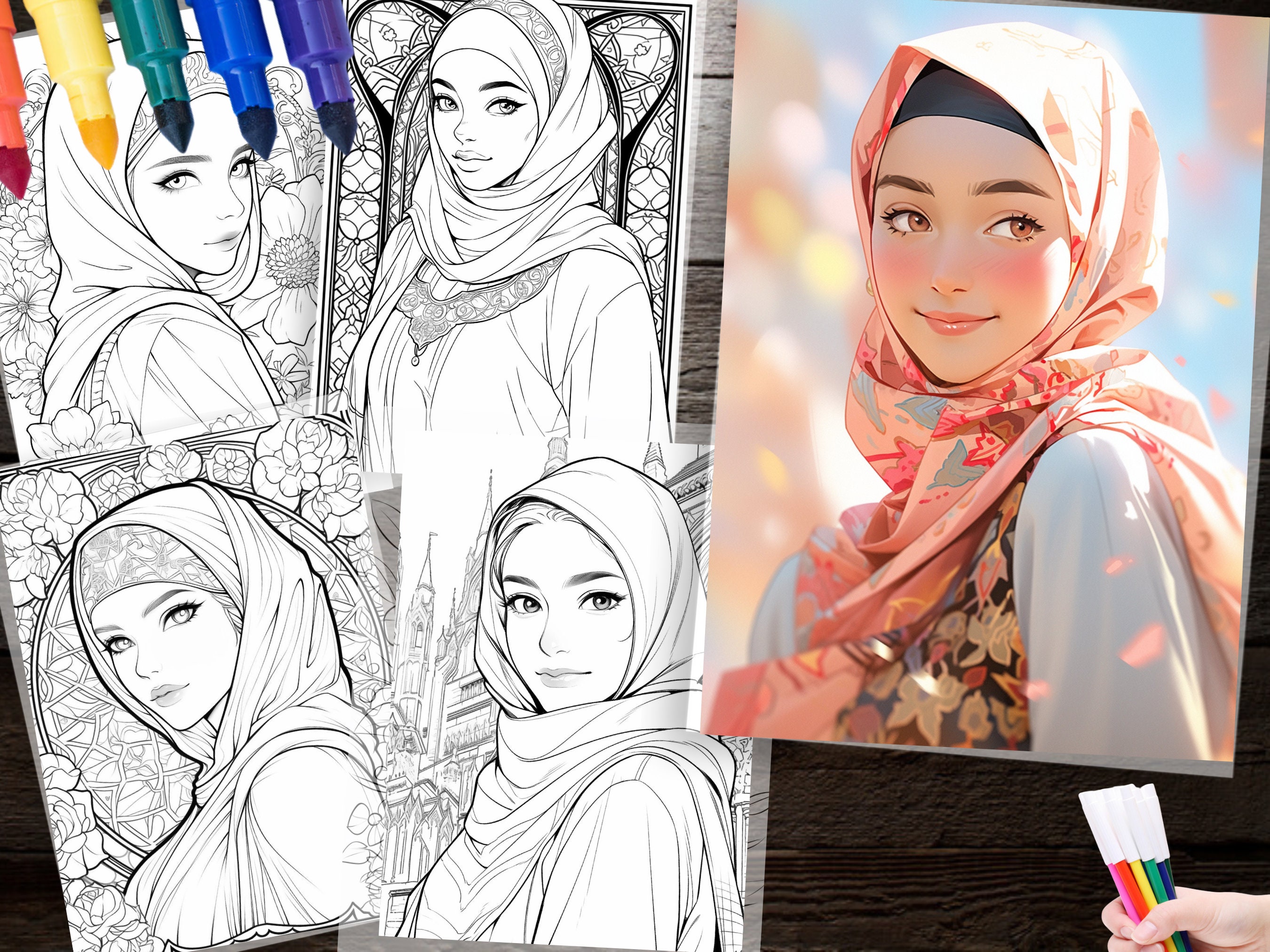 200 Muslim Girl Coloring Pages – Islamic Art for Kids (digital Download ...