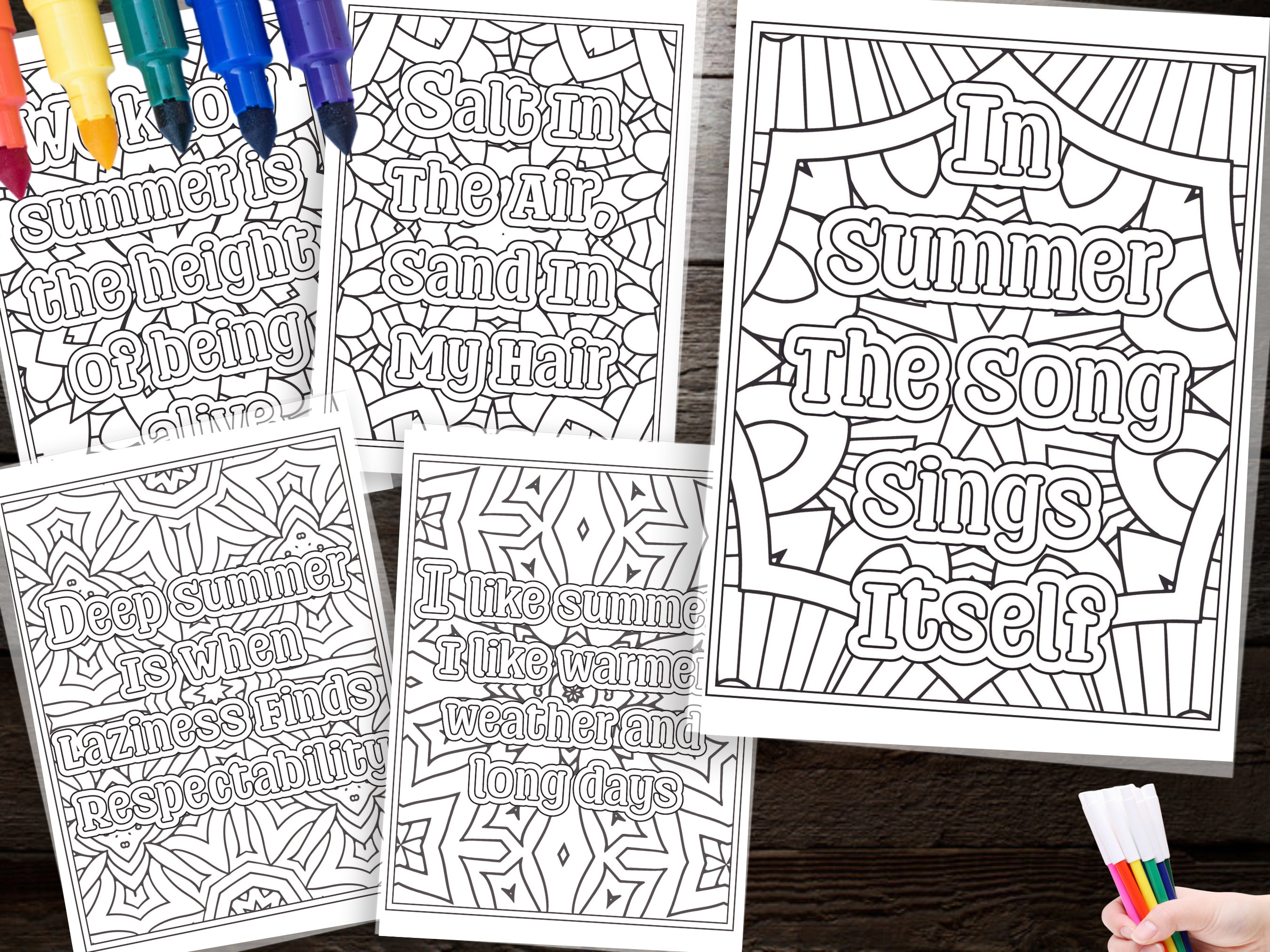 Summer Quotes Coloring Pages - Relaxing and Fun Summertime Creative ...