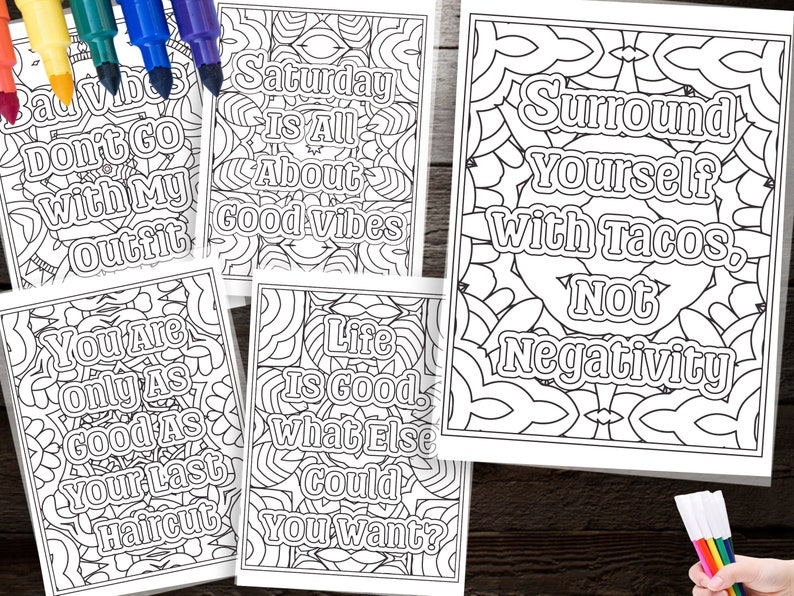 Good Vibe Quotes Coloring Pages Positive Affirmation Adult ...