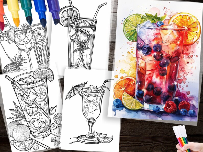 130 Summer Drinks Printable Coloring Pages for Relaxation & Fun Instant ...