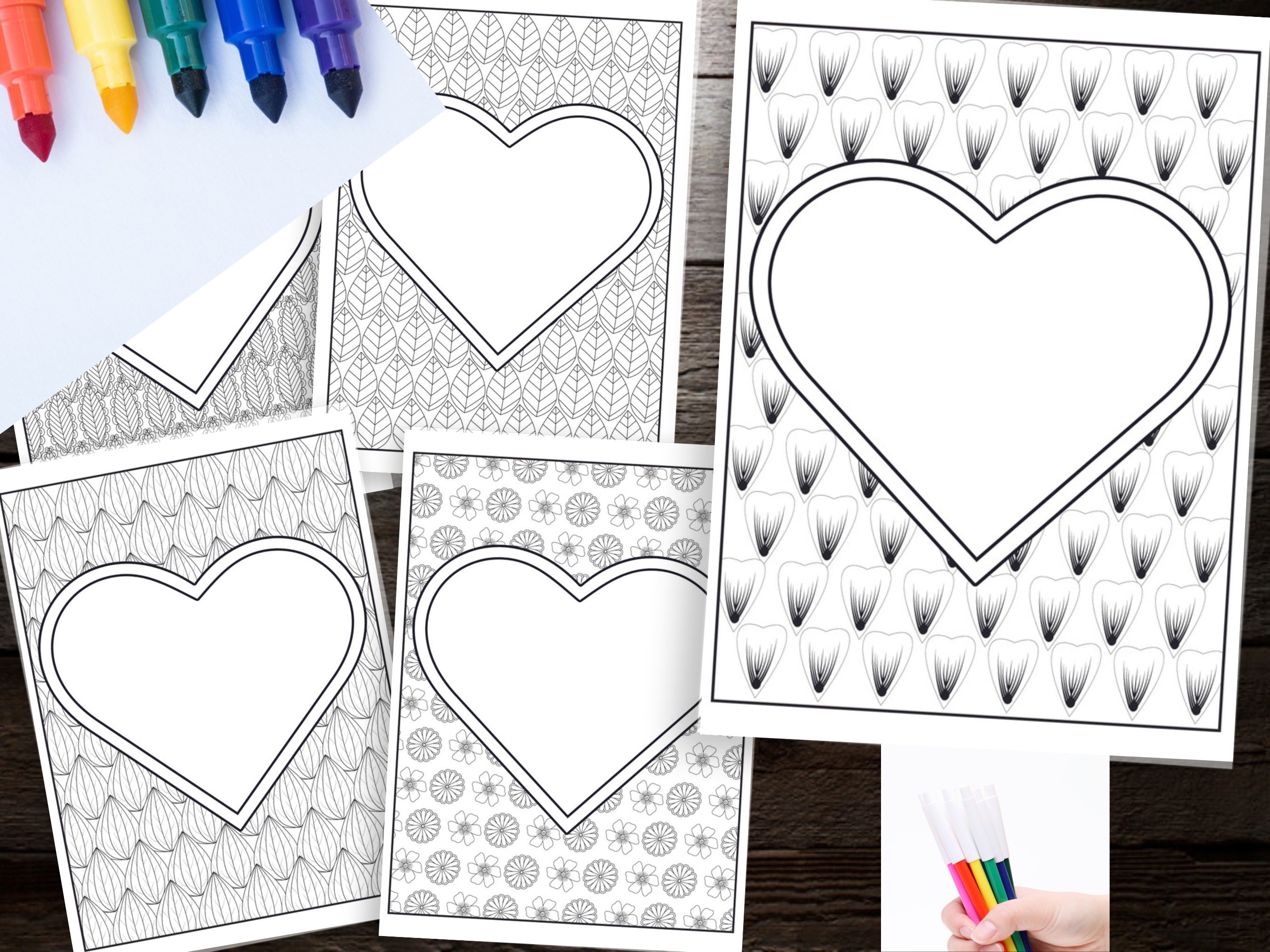 250 Flower Frame Heart Coloring Pages Floral Art for Relaxation and ...