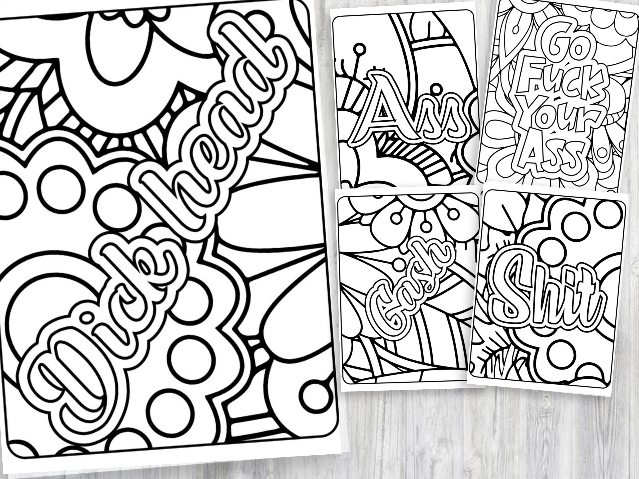300 Swear Words Stress Relief Coloring Pages for Adults, Printable PDF ...