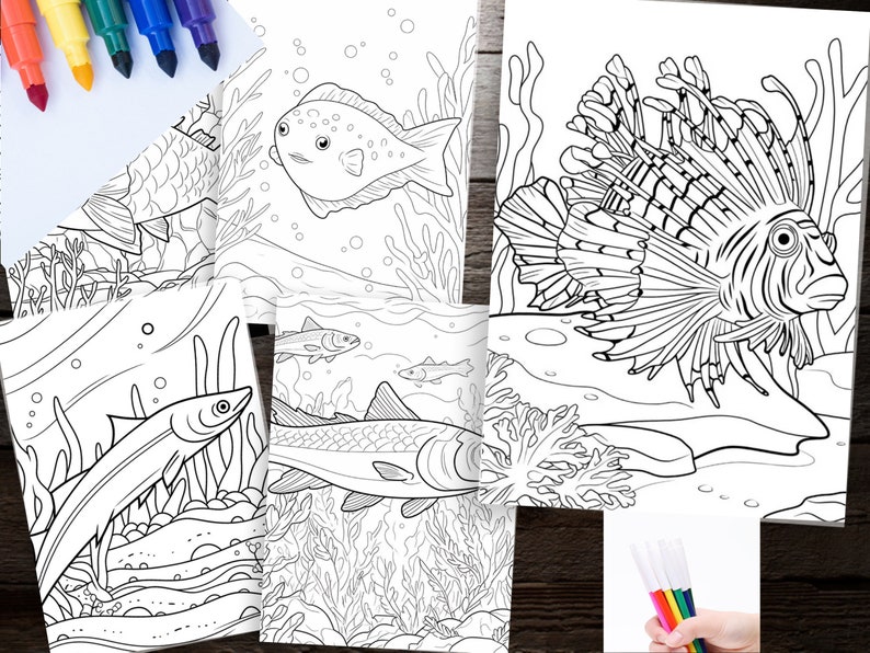 220 Sea Animals Coloring Pages for Kids and Adults Ocean Life Printable ...