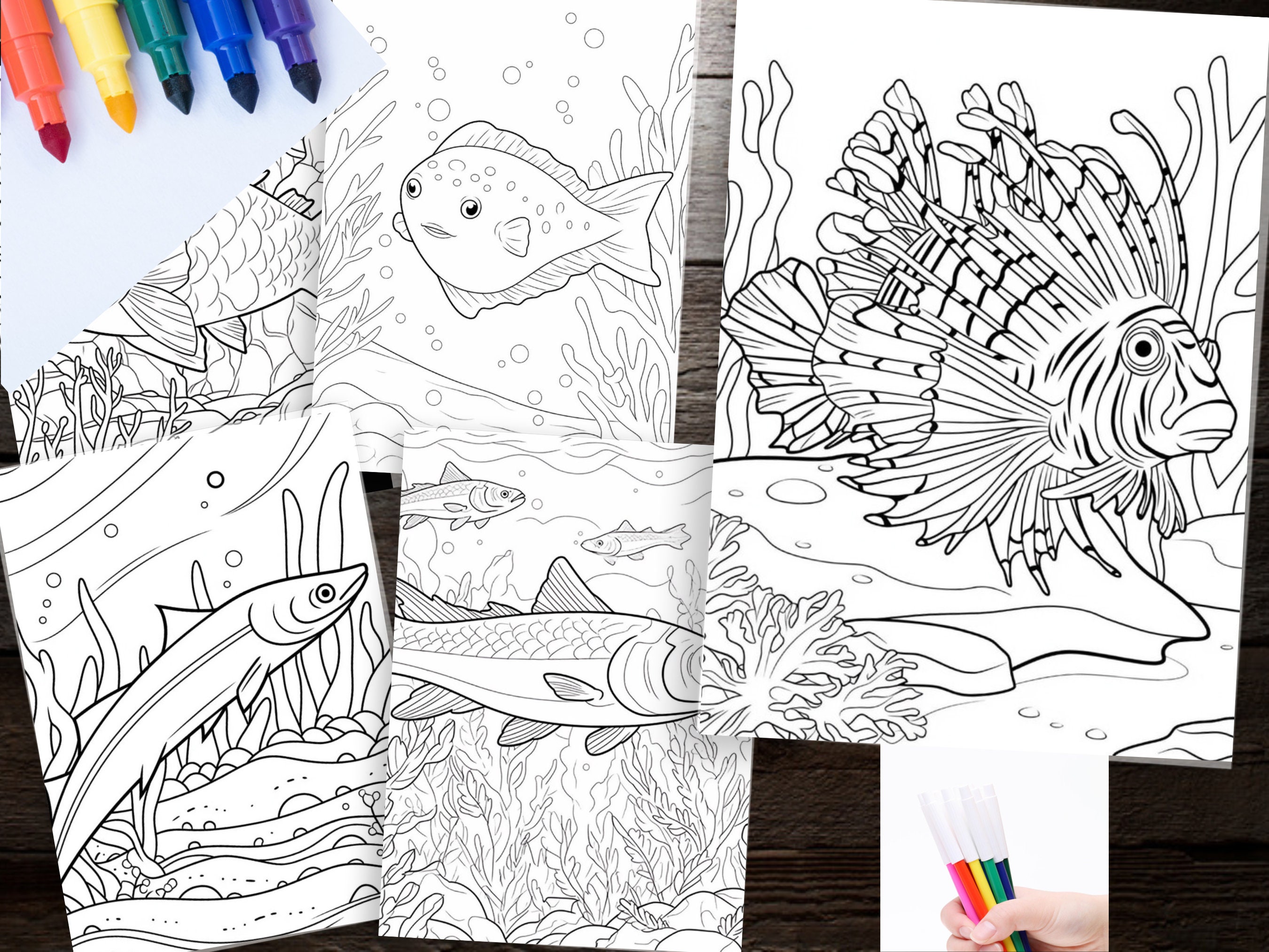 220 Sea Animals Coloring Pages for Kids and Adults Ocean Life Printable ...