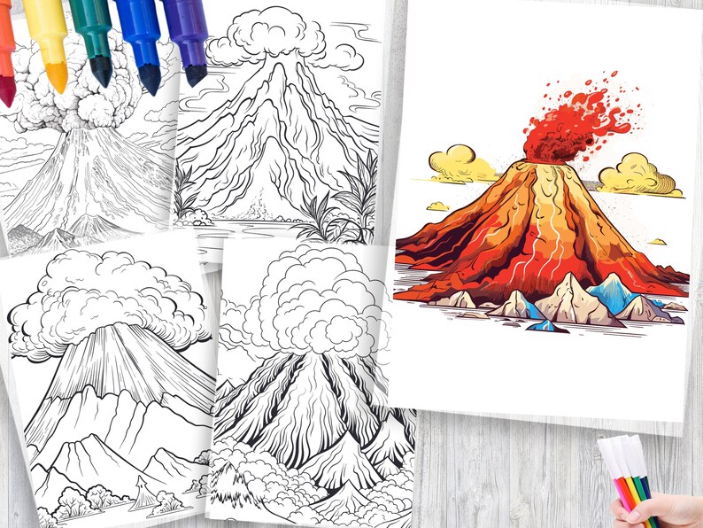 Volcano Erupts Coloring Pages | 70 Fun Educational Sheets (PDF Pattern ...