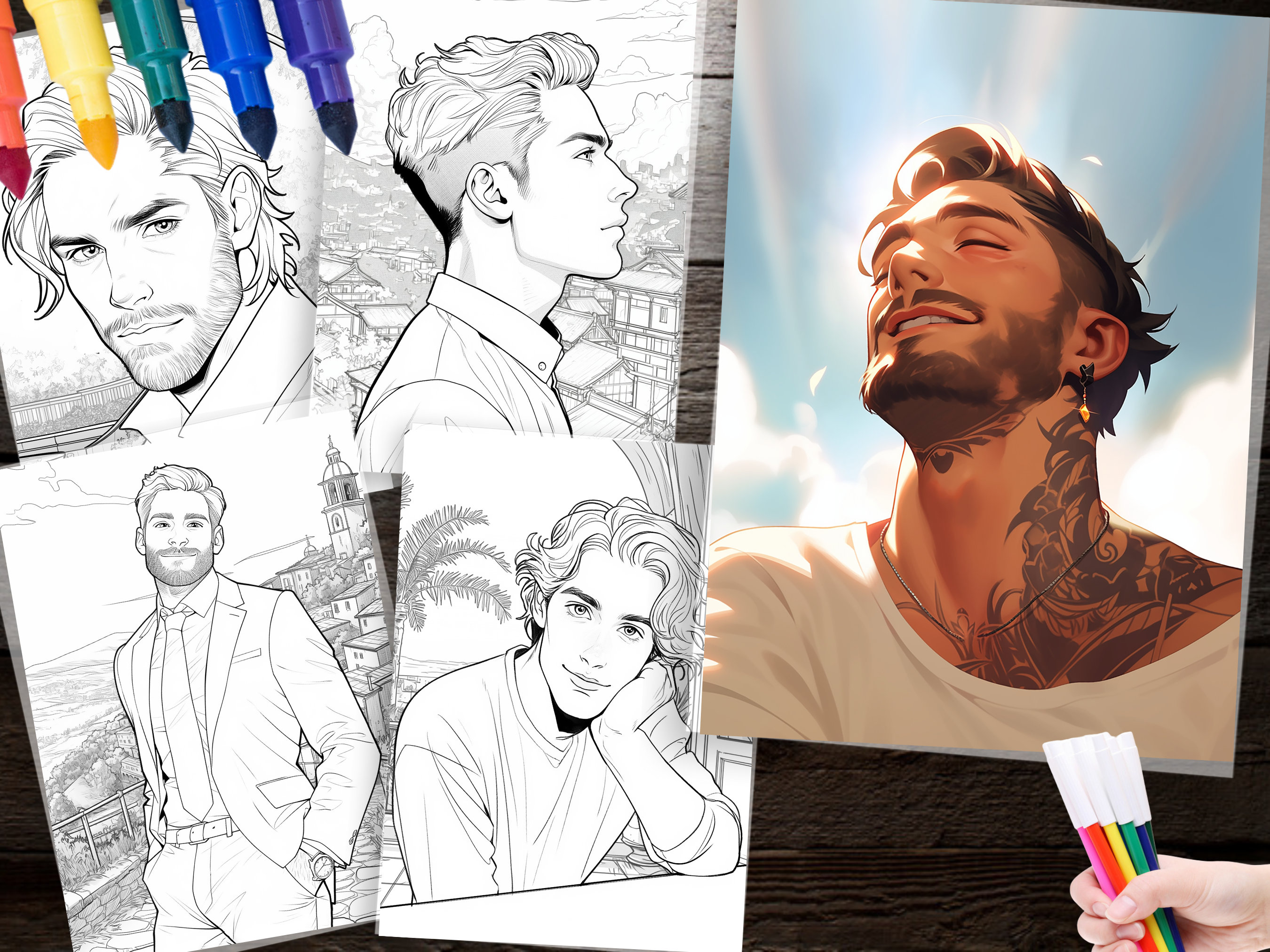 50 Handsome Men Coloring Pages Fun & Creative Designs for Adult ...