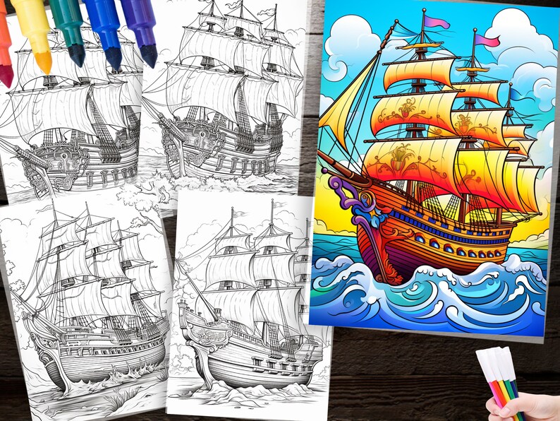 220 Pirate Ship Coloring Pages Fun and Detailed Designs for All Ages ...