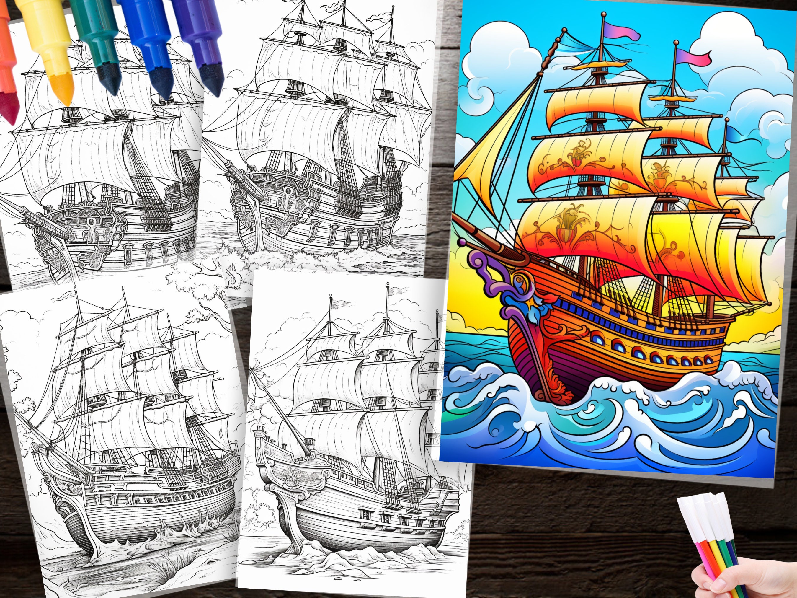 220 Pirate Ship Coloring Pages Fun and Detailed Designs for All Ages ...