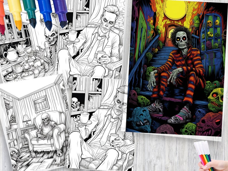 200 Freak of Horror Coloring Pages Spooky & Scary Designs Adult ...